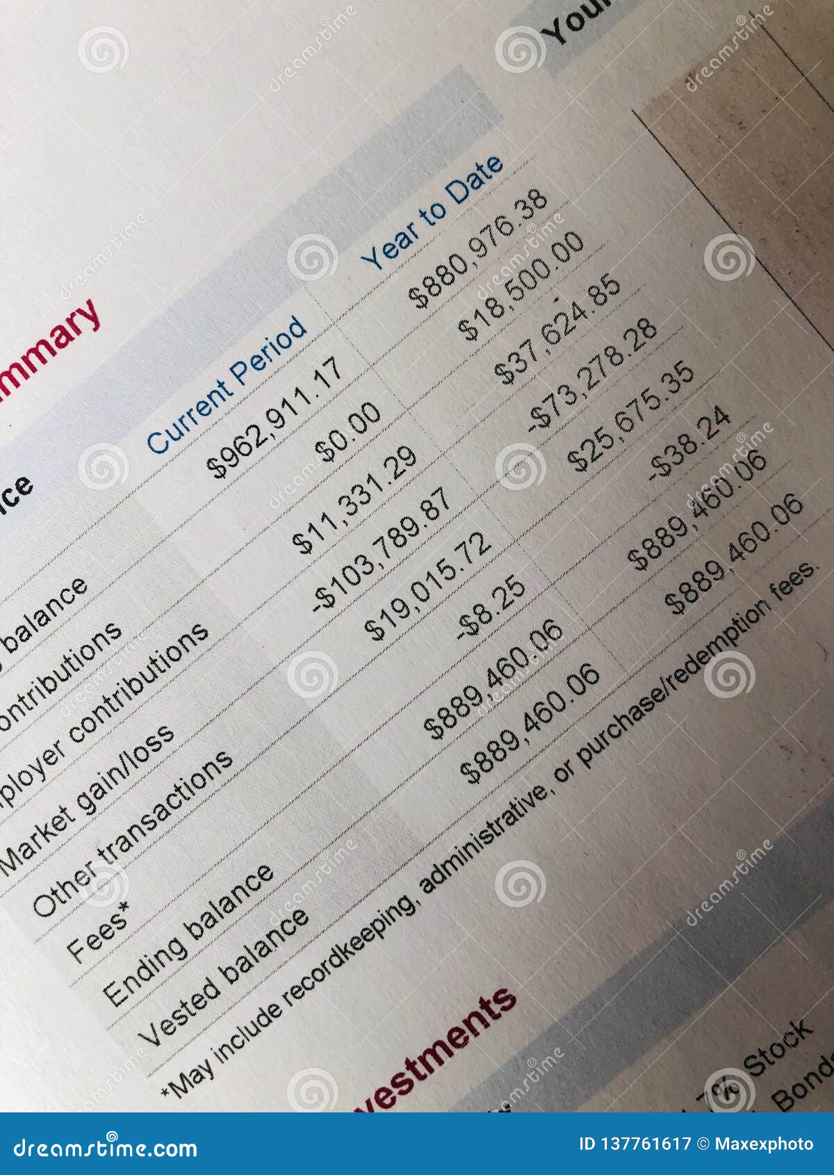 Financial account summary stock image. Image of account - 137761617