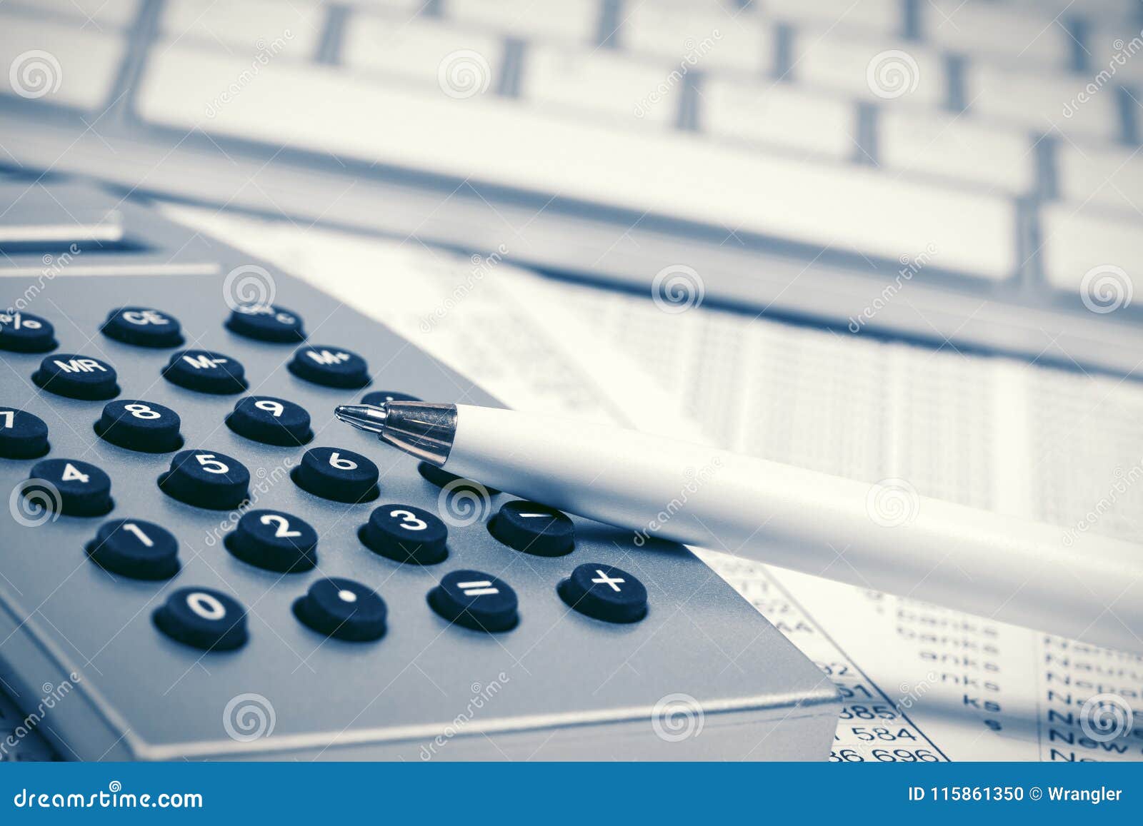 Financial Accounting Pen and Calculator Stock Photo - Image of index ...