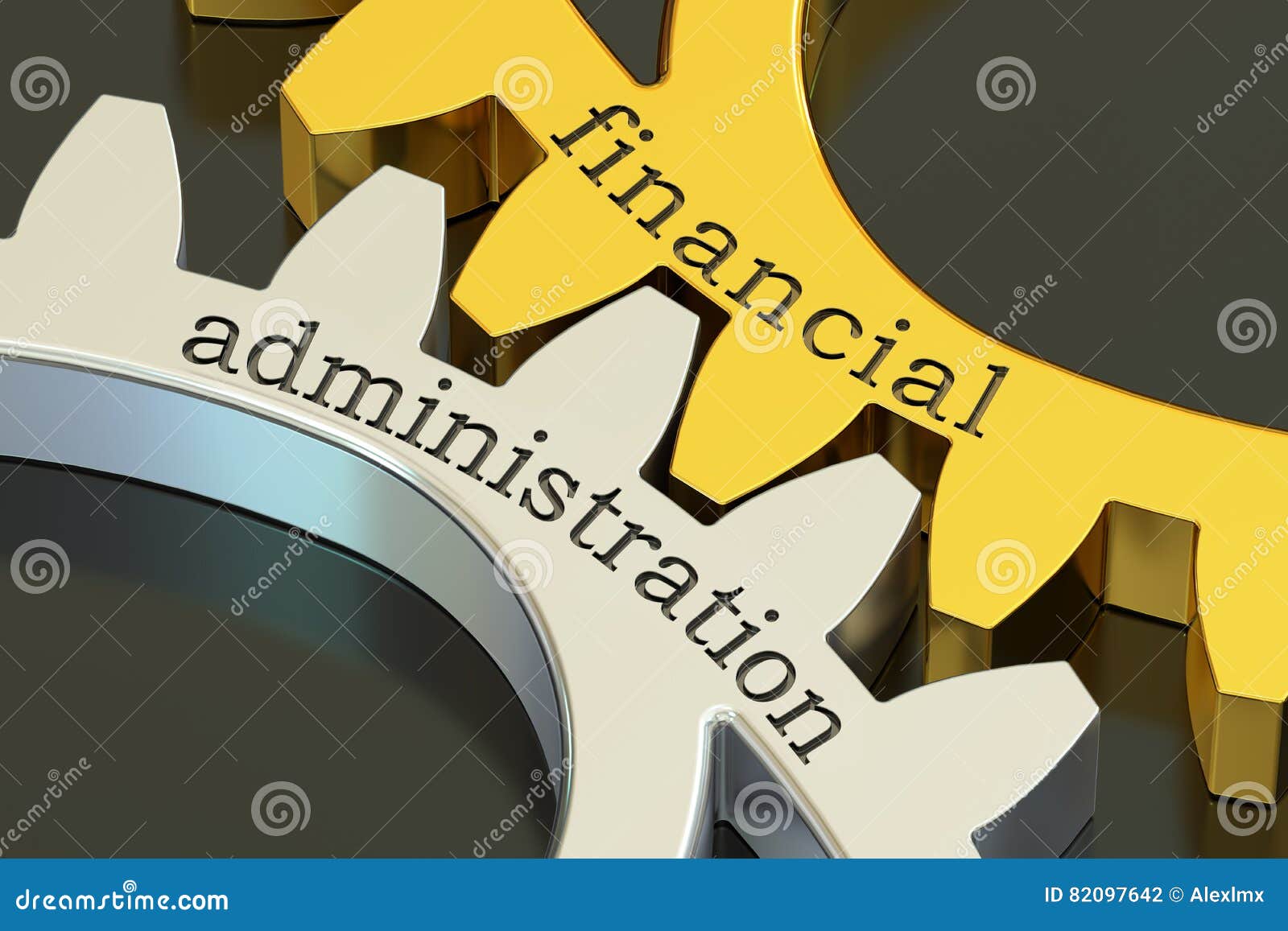 Financial Administration Concept on the Gearwheels, 3D Rendering Stock ...