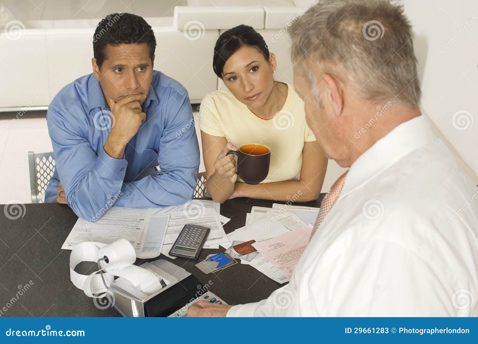 Financial Advisor in Discussion with Clients Stock Image - Image of ...