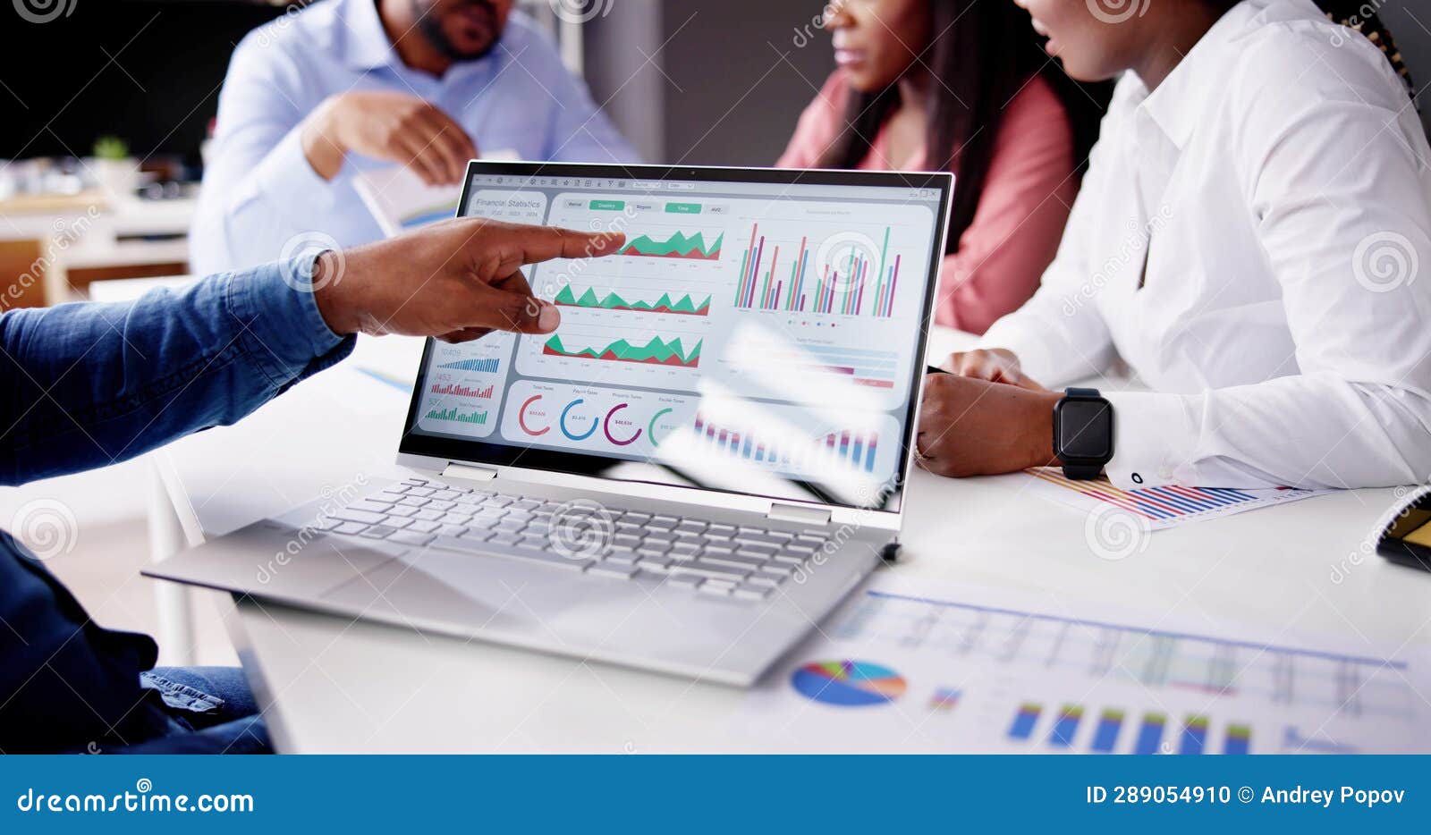 Financial Advisor Group Meeting Examining Analytics Stock Photo - Image ...