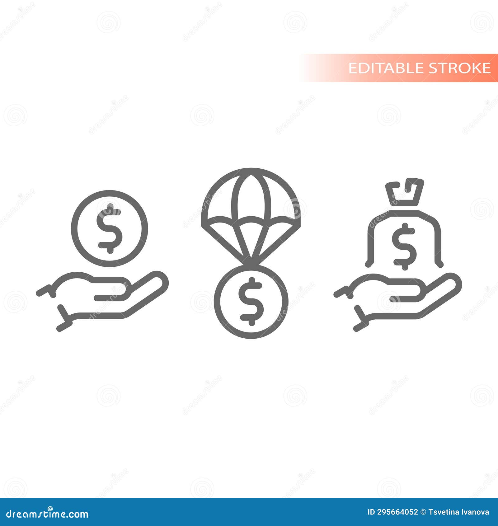 Financial Aid and Help Vector Icon Set Stock Vector - Illustration of ...
