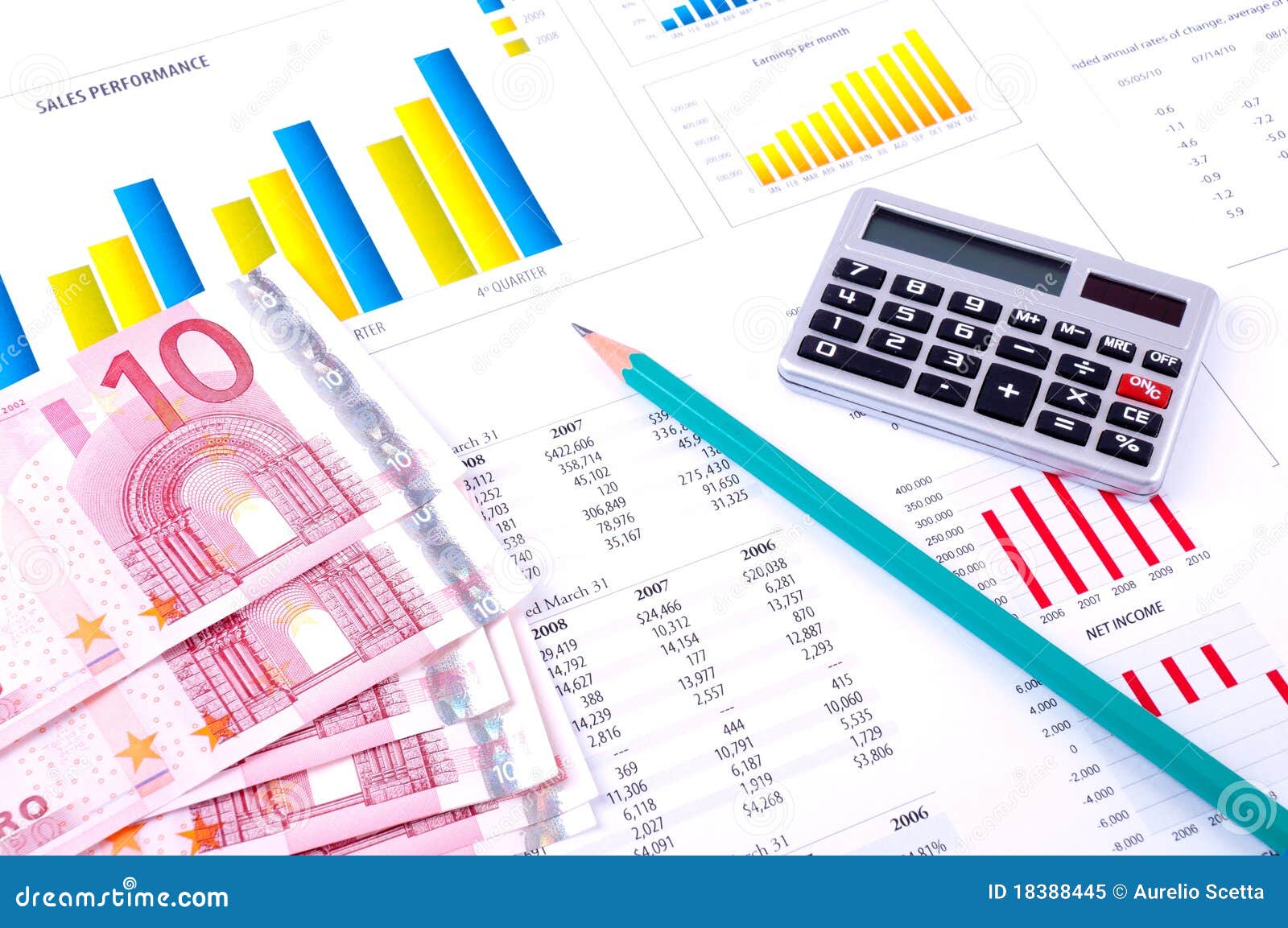 Financial Analysis with Charts and Money Stock Image - Image of ...