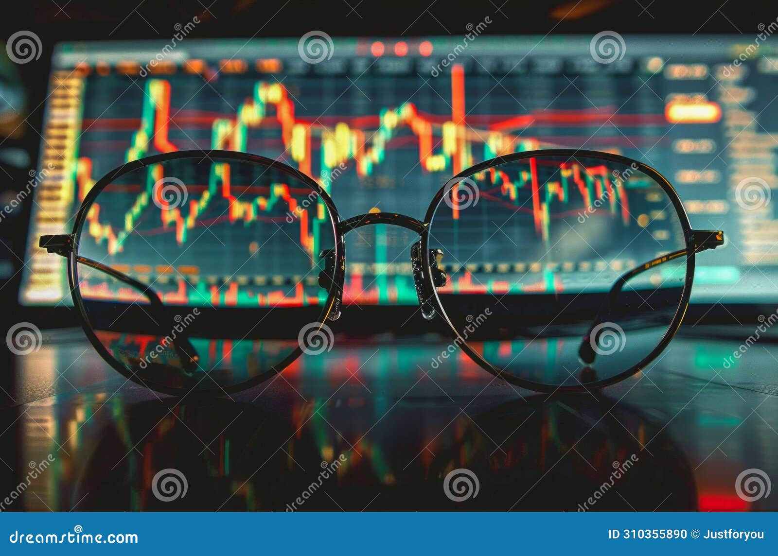 Financial Analysis through Glasses on Trading Chart. Generative Ai ...