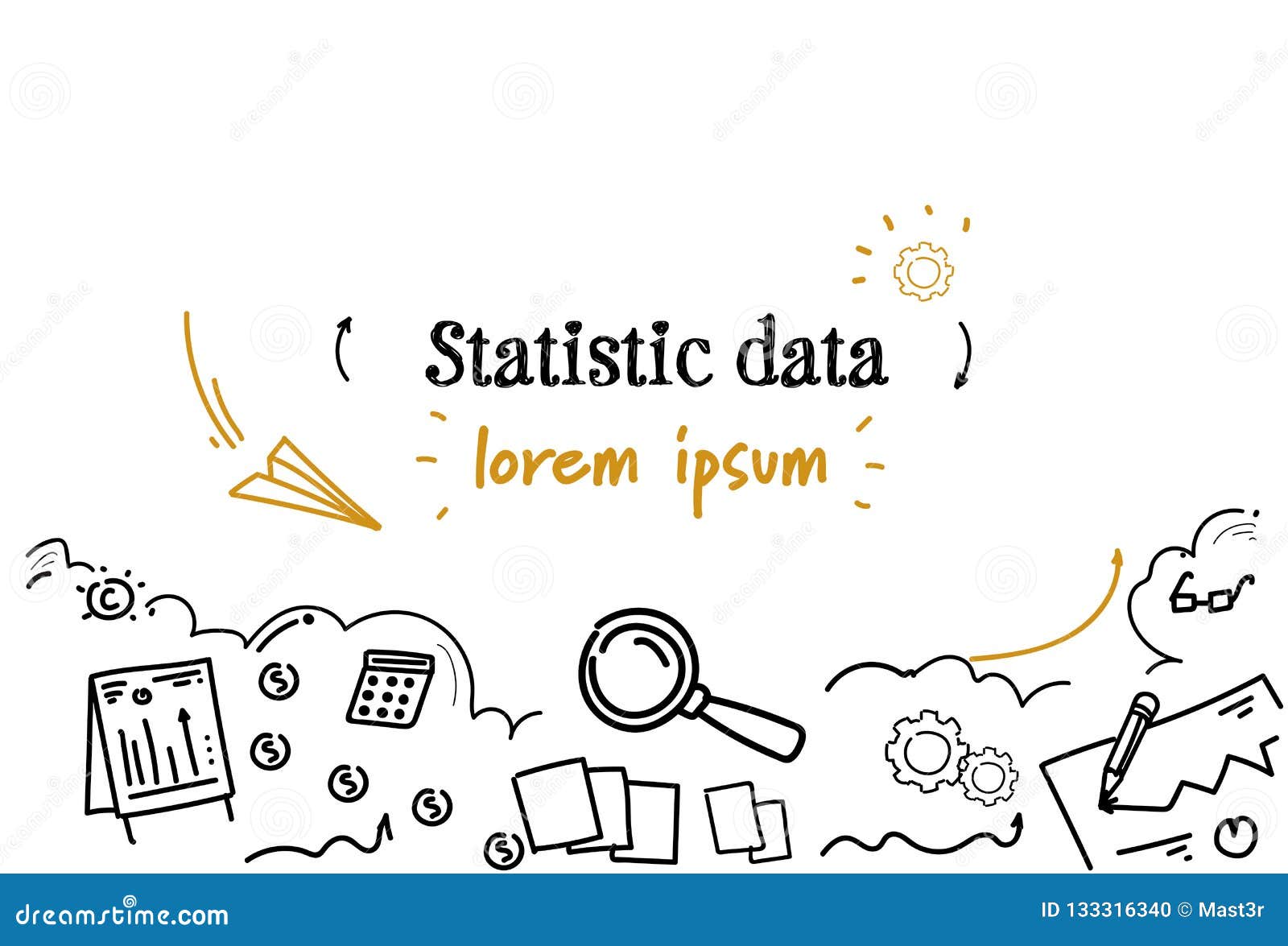 Financial Analysis Statistic Data Concept Sketch Doodle Horizontal ...