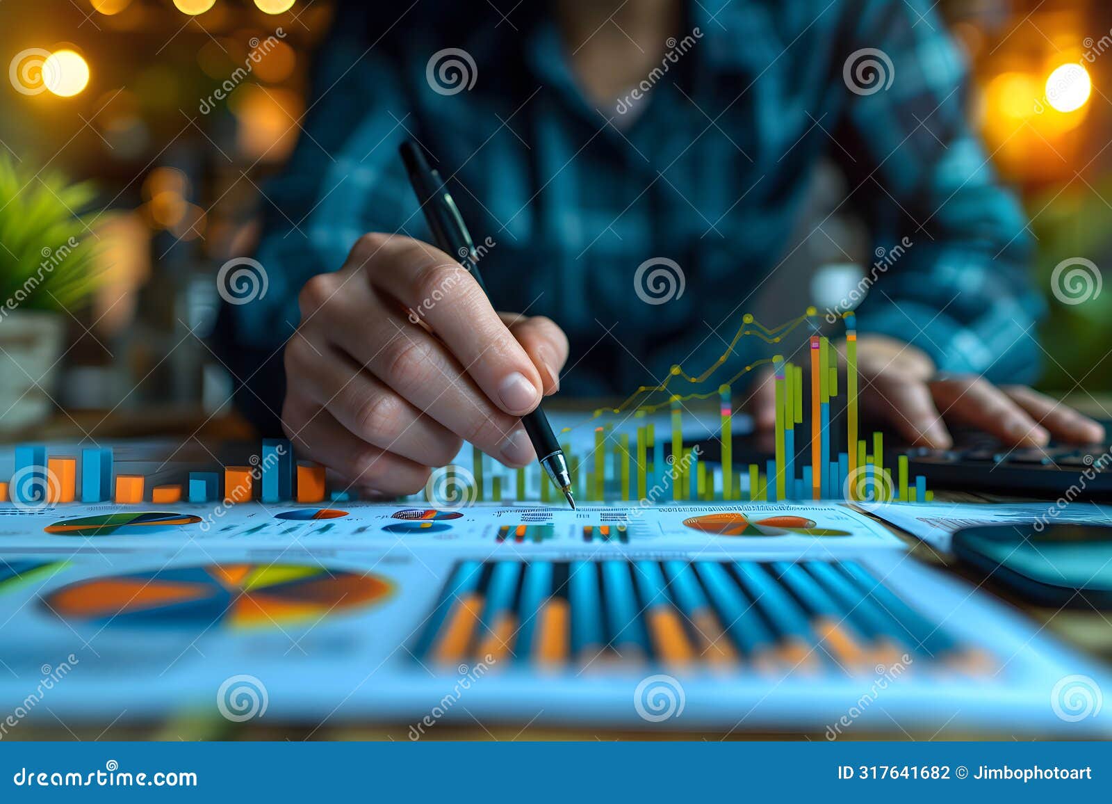 Financial Analyst Concept, Business Man Hand with Focused on Financial ...