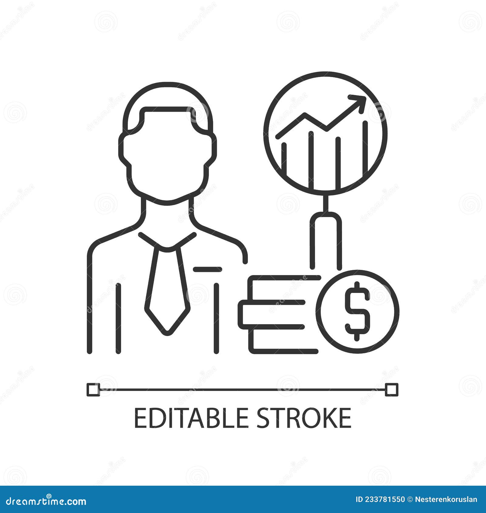 Financial Analyst Linear Icon Stock Vector - Illustration of analytics ...