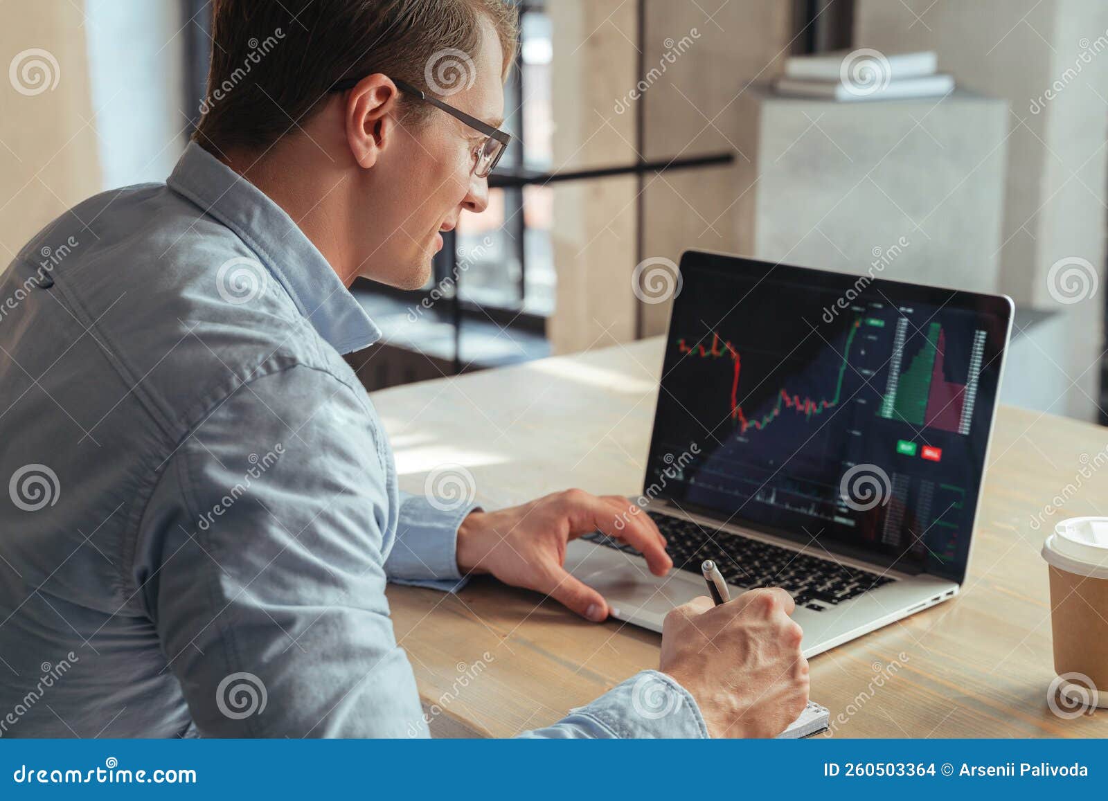 Financial Analyst Making Notes Analyzing Crypto Currency Market and ...
