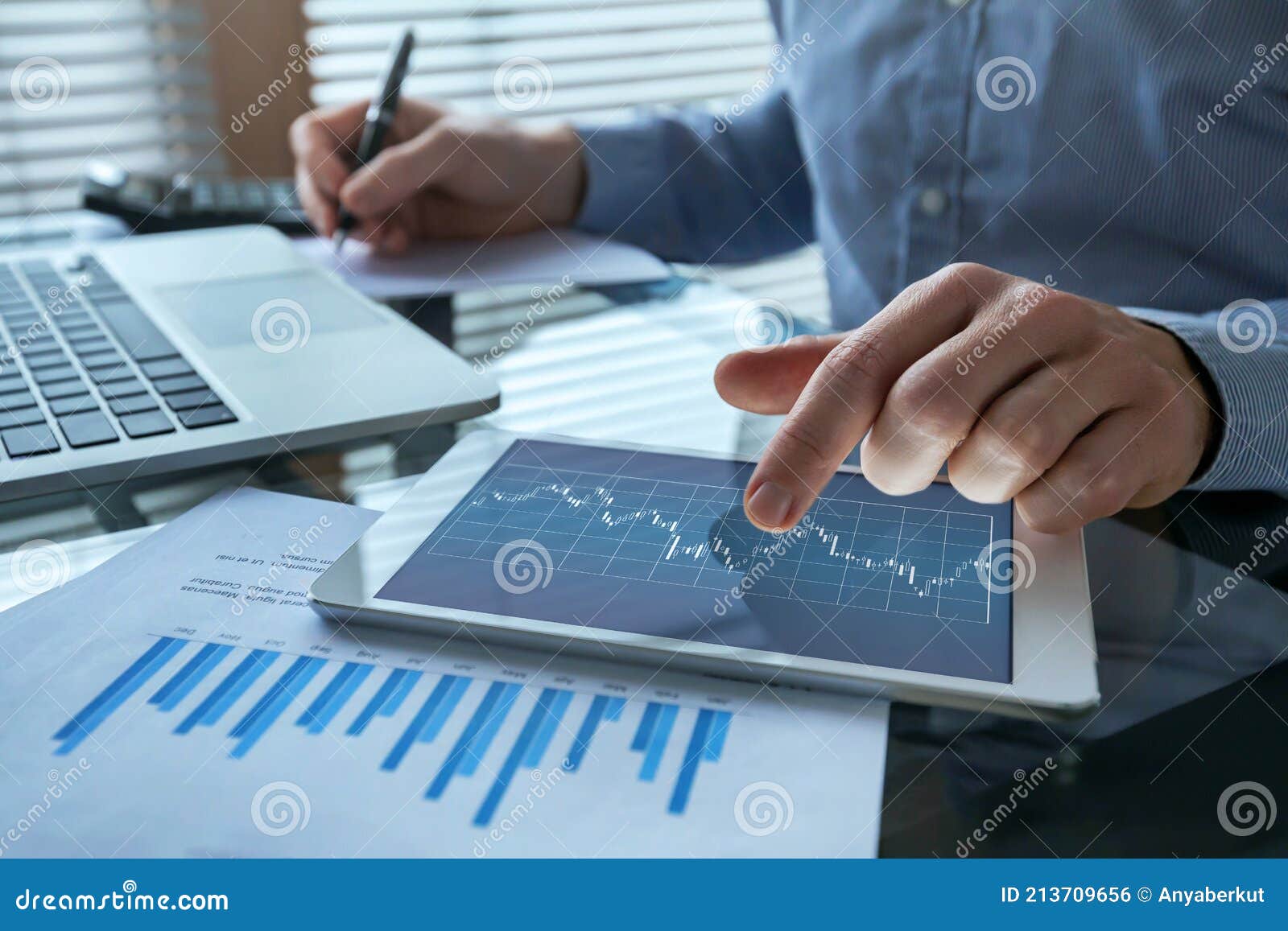 Financial Analytics, Business Man Working with Charts Stock Photo ...
