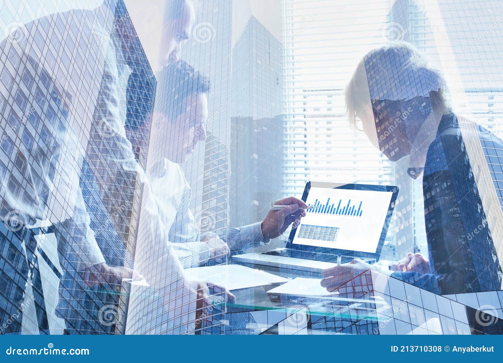 Financial Analytics, Business Team Working on Charts and Big Data Stock ...