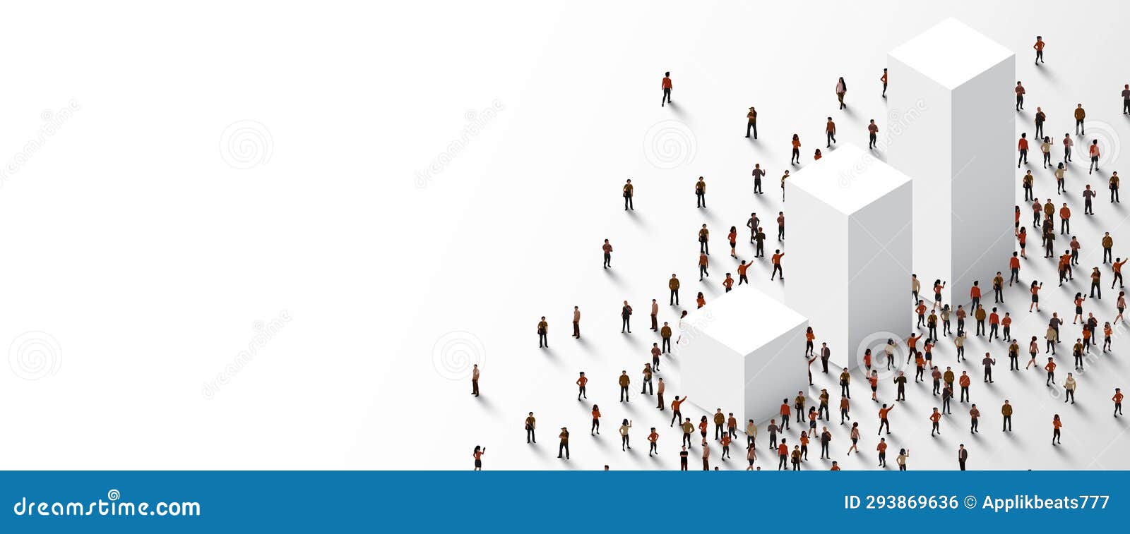 Financial Analytics Concept. 3D Chart with People Crowd Stock Vector ...