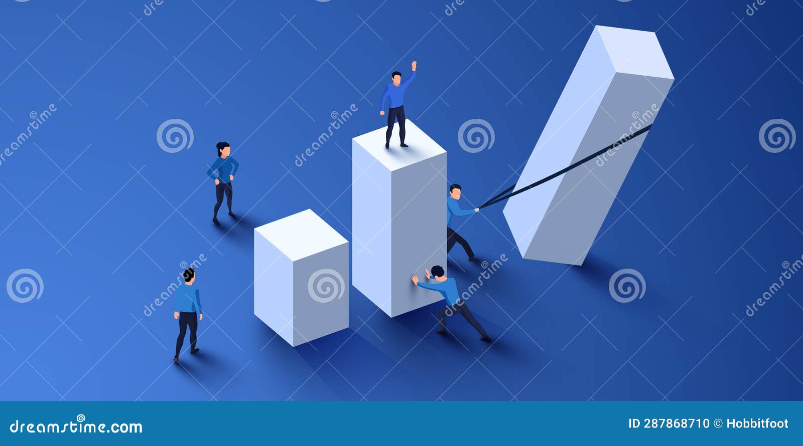 Financial Analytics Concept. 3D Chart with People Group Stock Vector ...