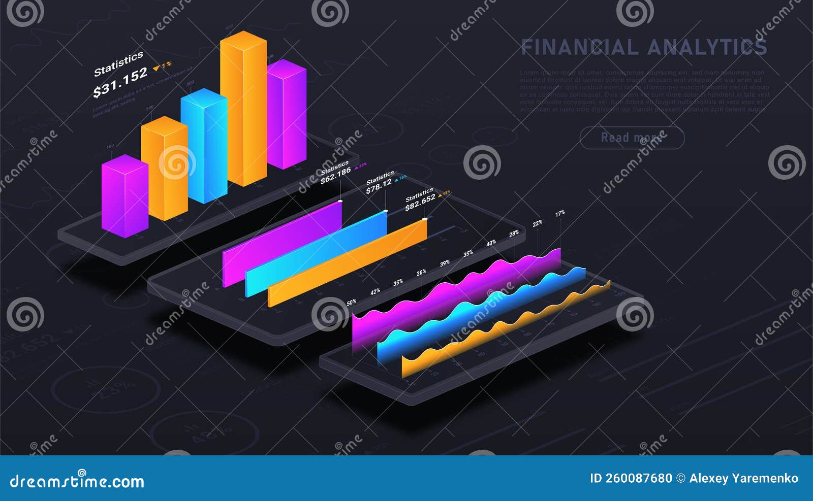 Financial Analytics Concept Stock Vector - Illustration of graph ...