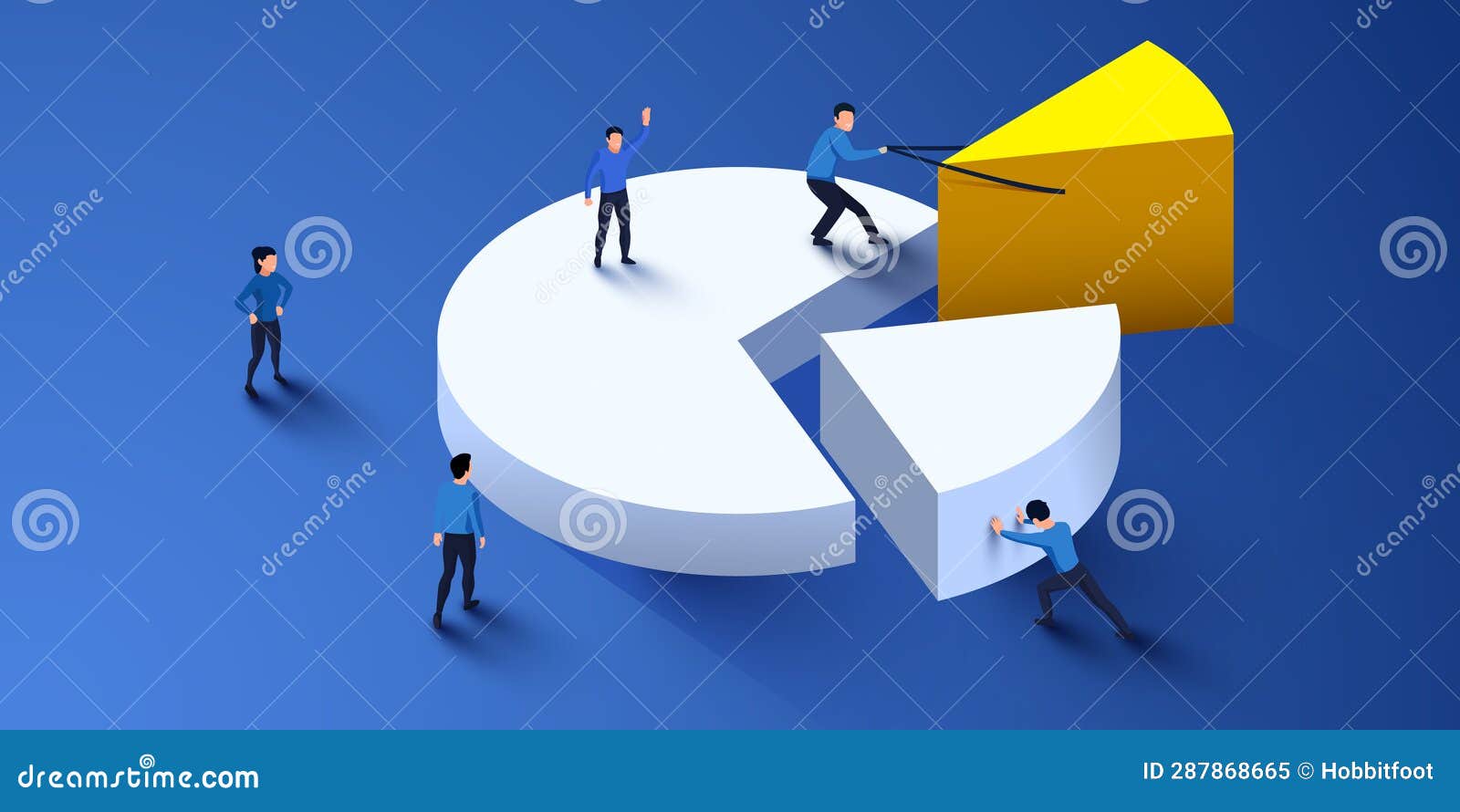 Financial Analytics Concept. Pie Chart with People Group Stock Vector ...
