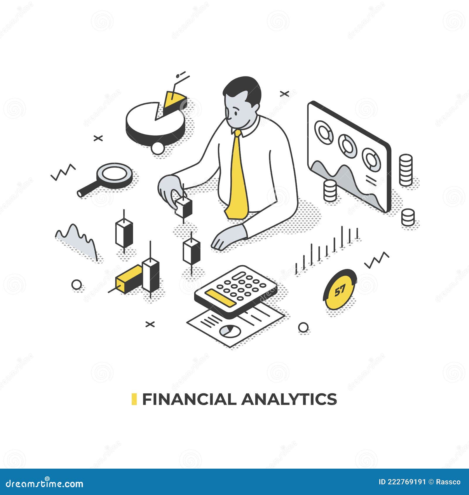 Financial Analytics Isometric Concept Stock Vector - Illustration of ...