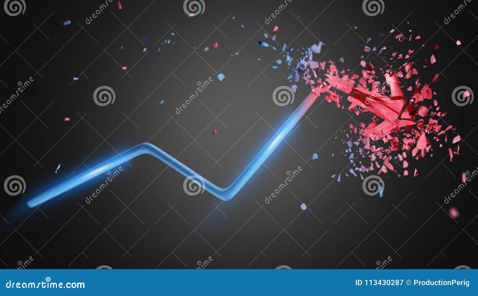 Financial Arrow Going Up and Explosing at the End - 3d Rendering Stock ...
