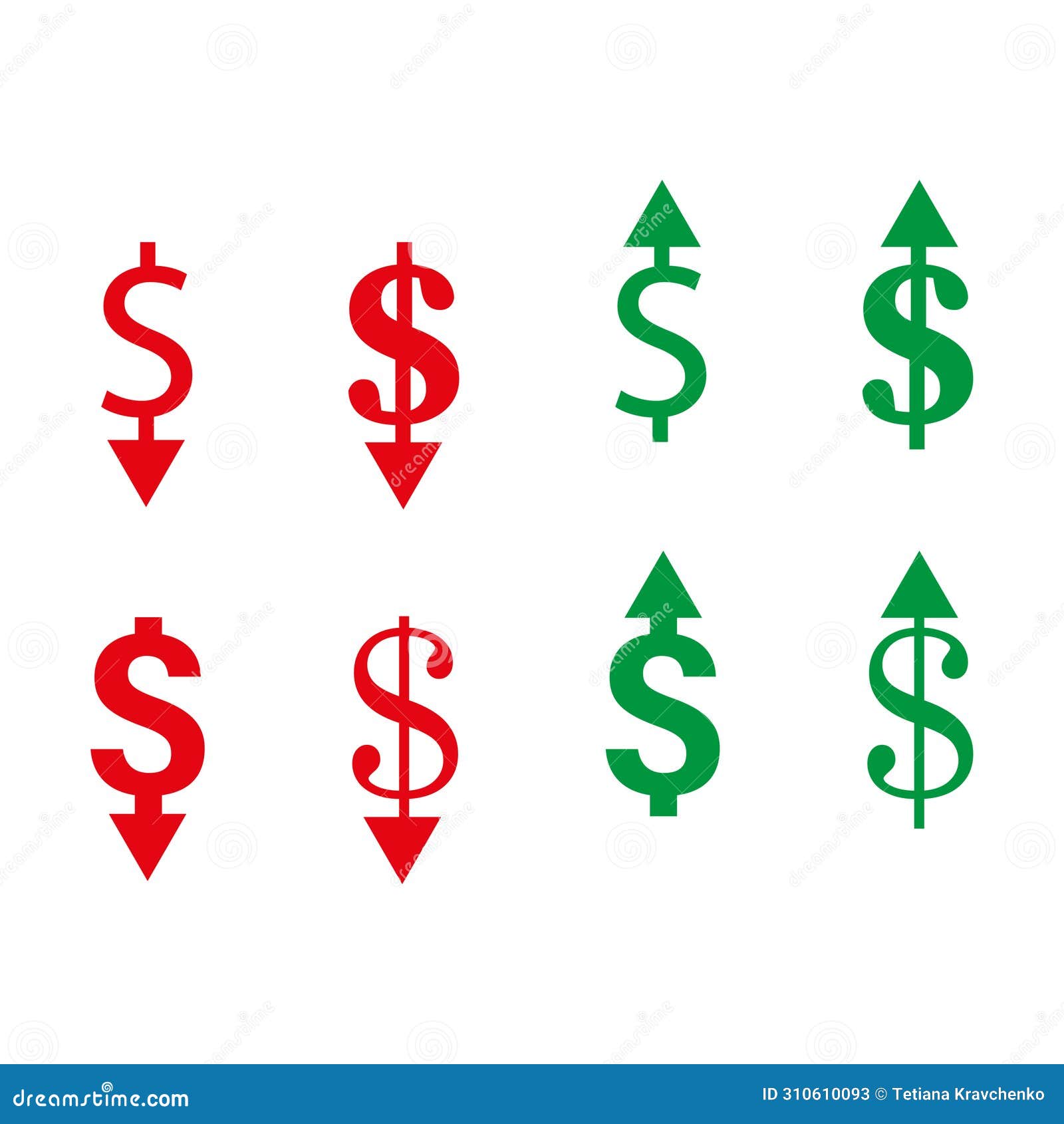 Financial Arrows with Dollar Signs. Market Trend Indicators. Increase ...