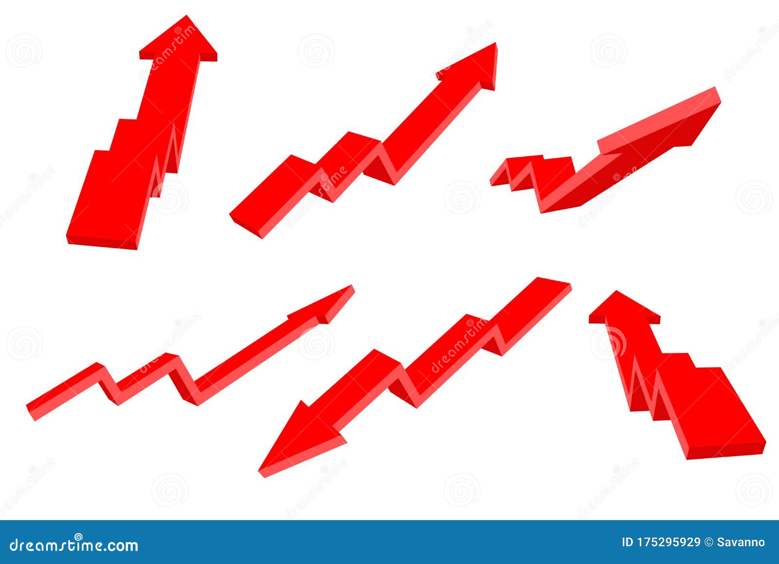 Financial Arrows. Up and Down Red 3d Signs Stock Vector - Illustration ...