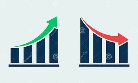 Financial Arrows Up and Down. Vector Graph with Green and Red Arrows ...