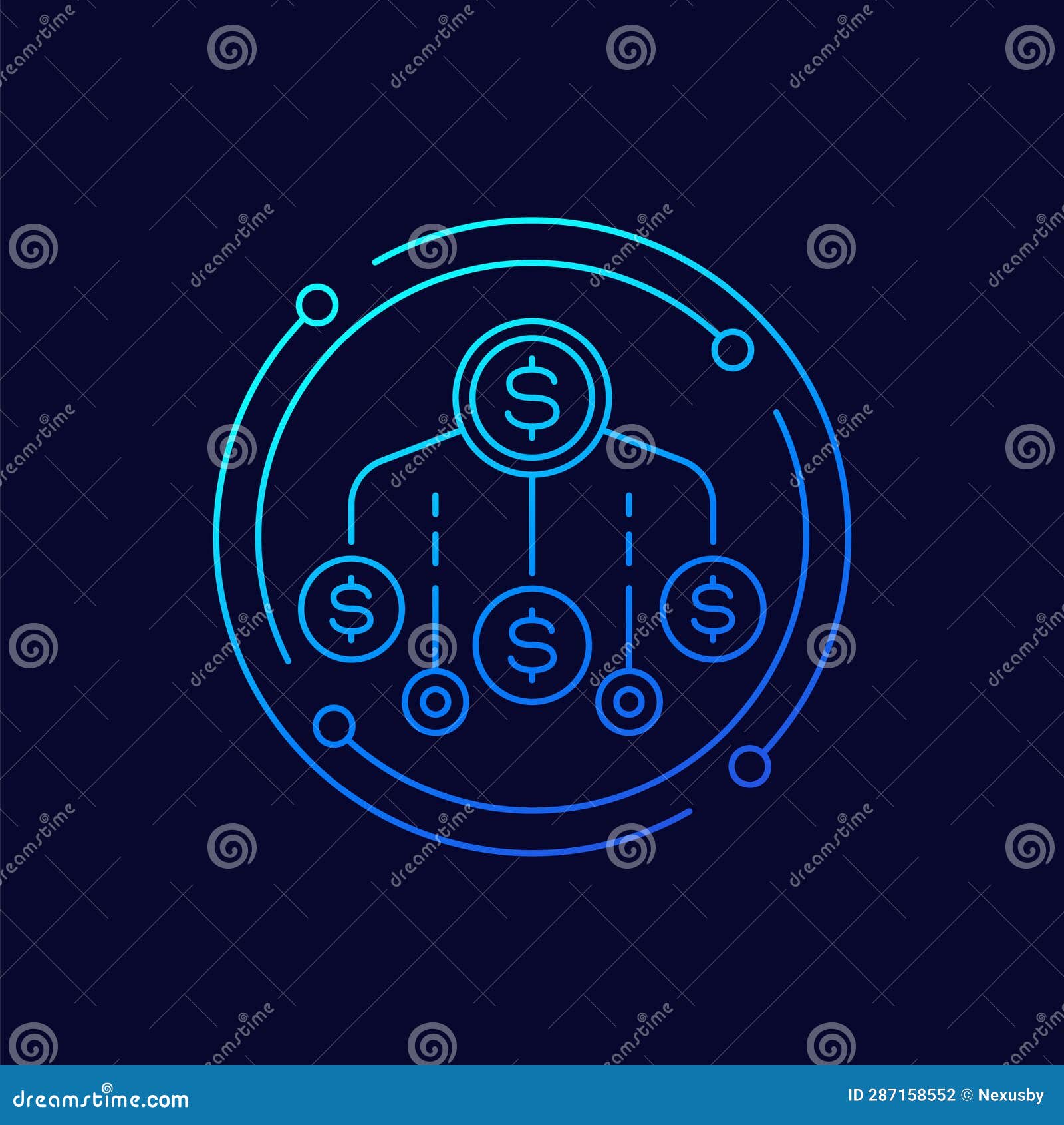 Financial Assets, Income Sources Icon, Line Design Stock Vector ...