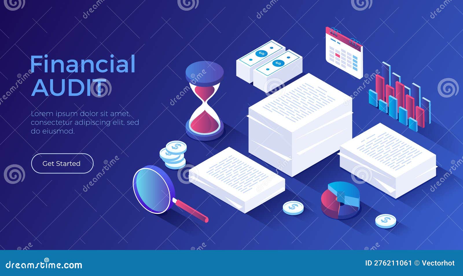 Financial Audit and Business Analysis Concept. Documents with Charts ...