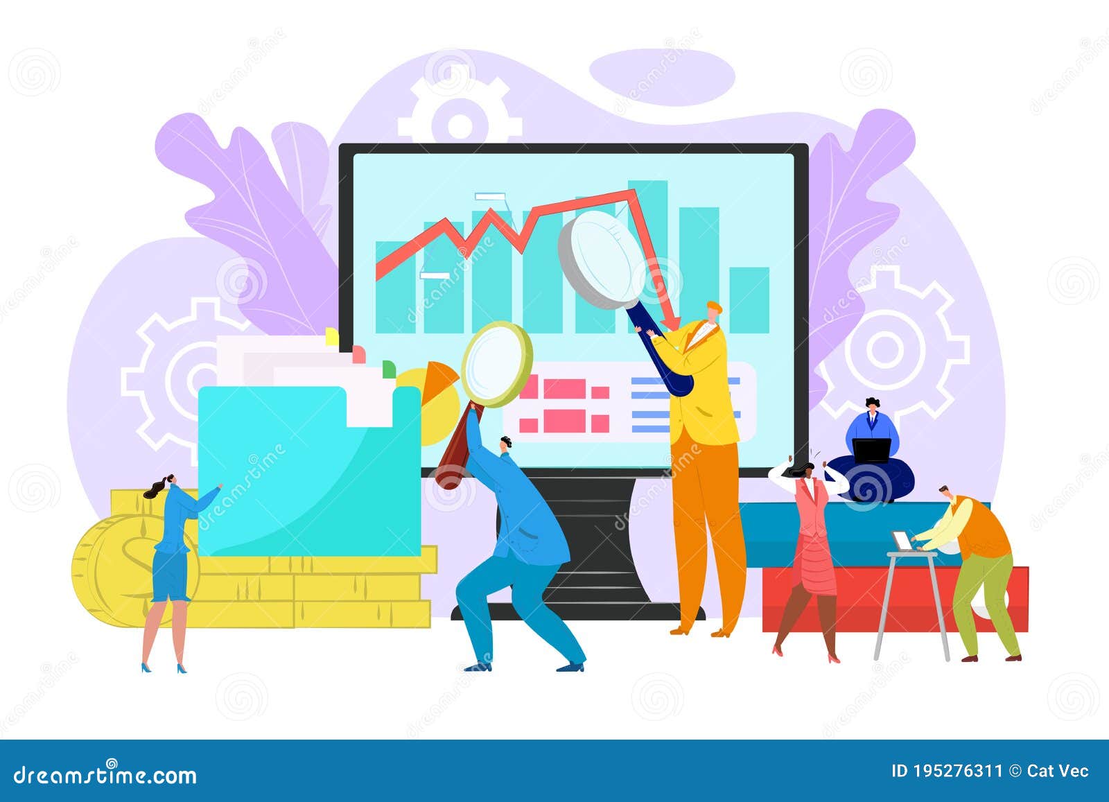 Financial Audit Concept with Auditors People Analyse Graph and Chart ...