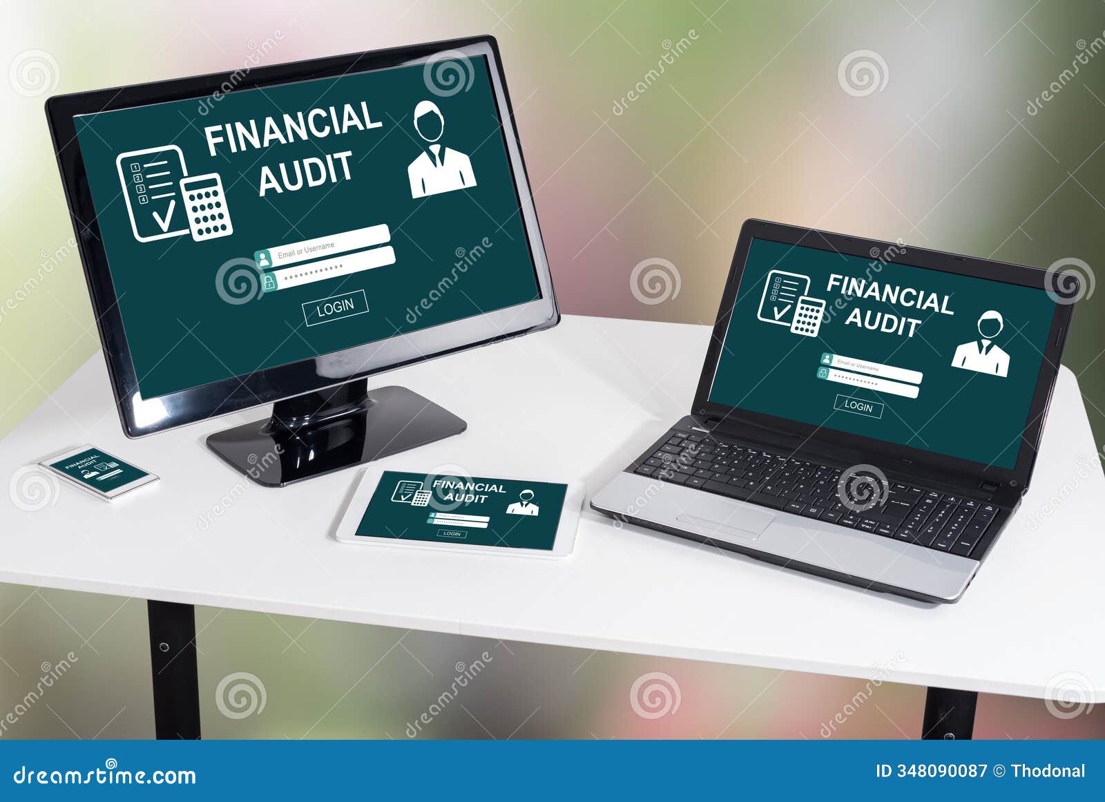 Financial Audit Concept on Different Devices Stock Image - Image of ...