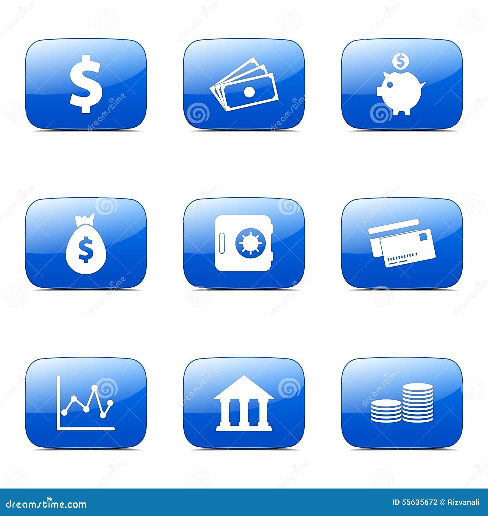 Financial Banking Square Vector Blue Icon Stock Vector - Illustration ...