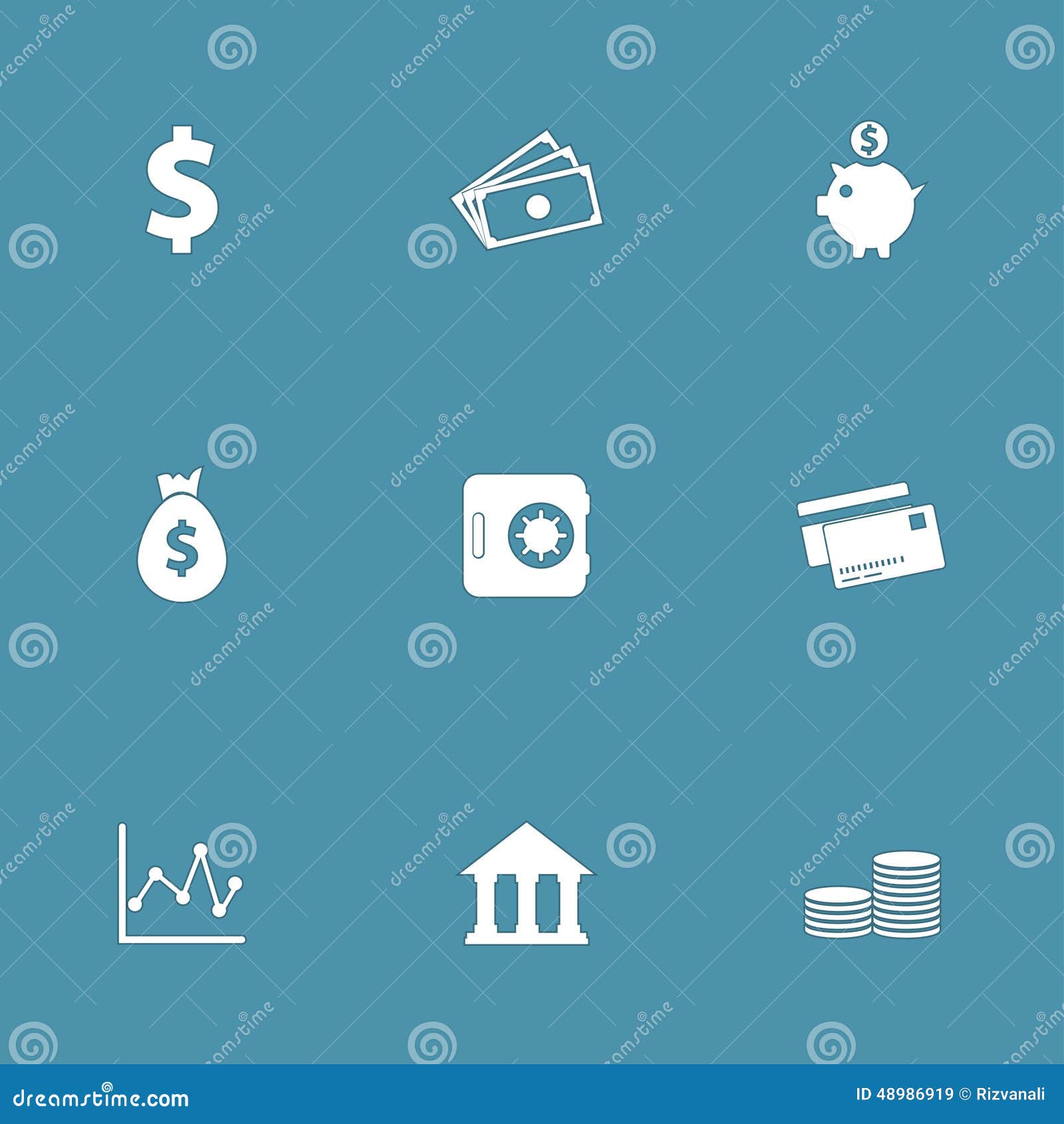 Financial Banking Vector Icon Set Stock Vector - Illustration of coin ...
