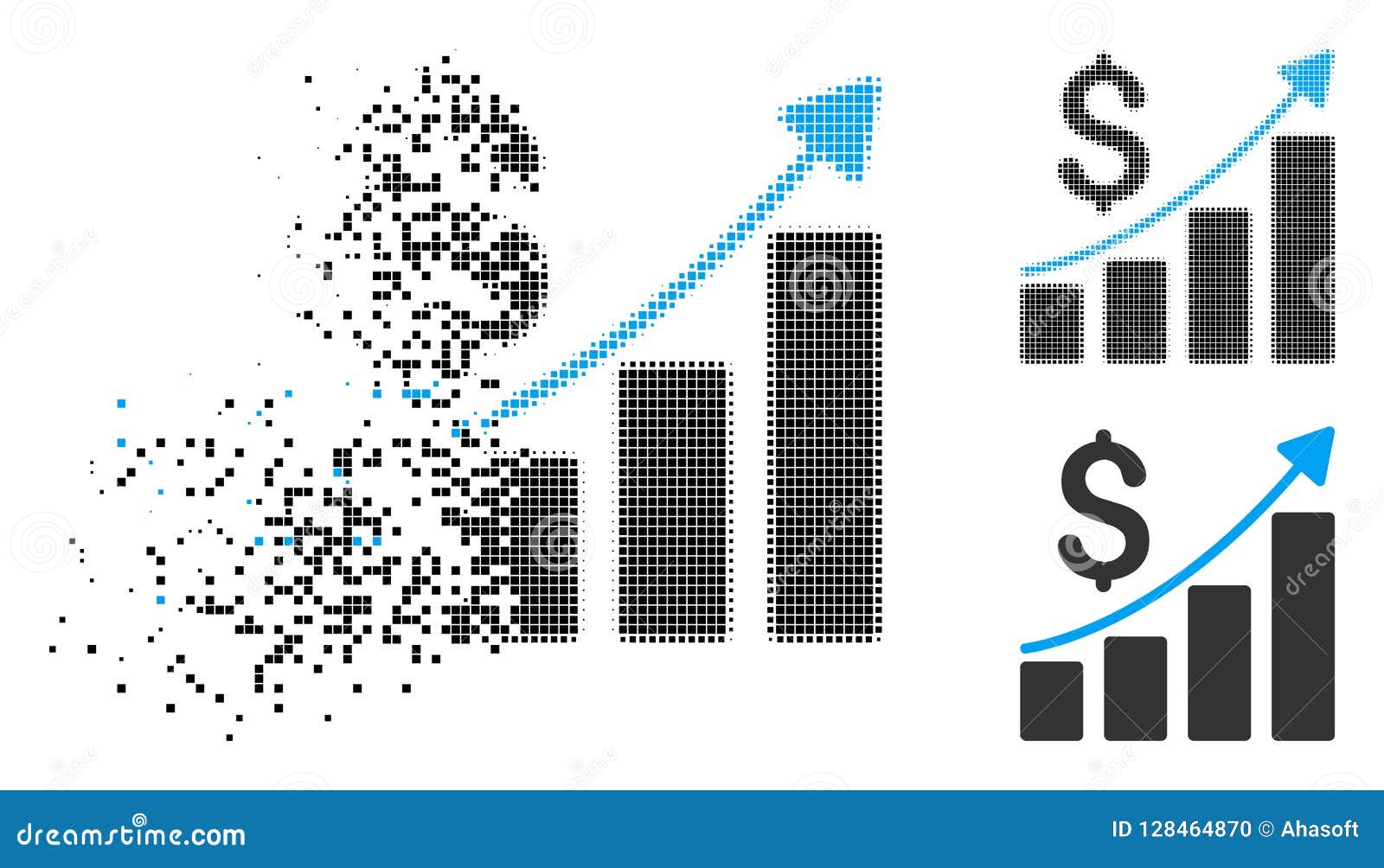 Disintegrating Pixelated Halftone Financial Bar Chart Icon Stock Vector ...