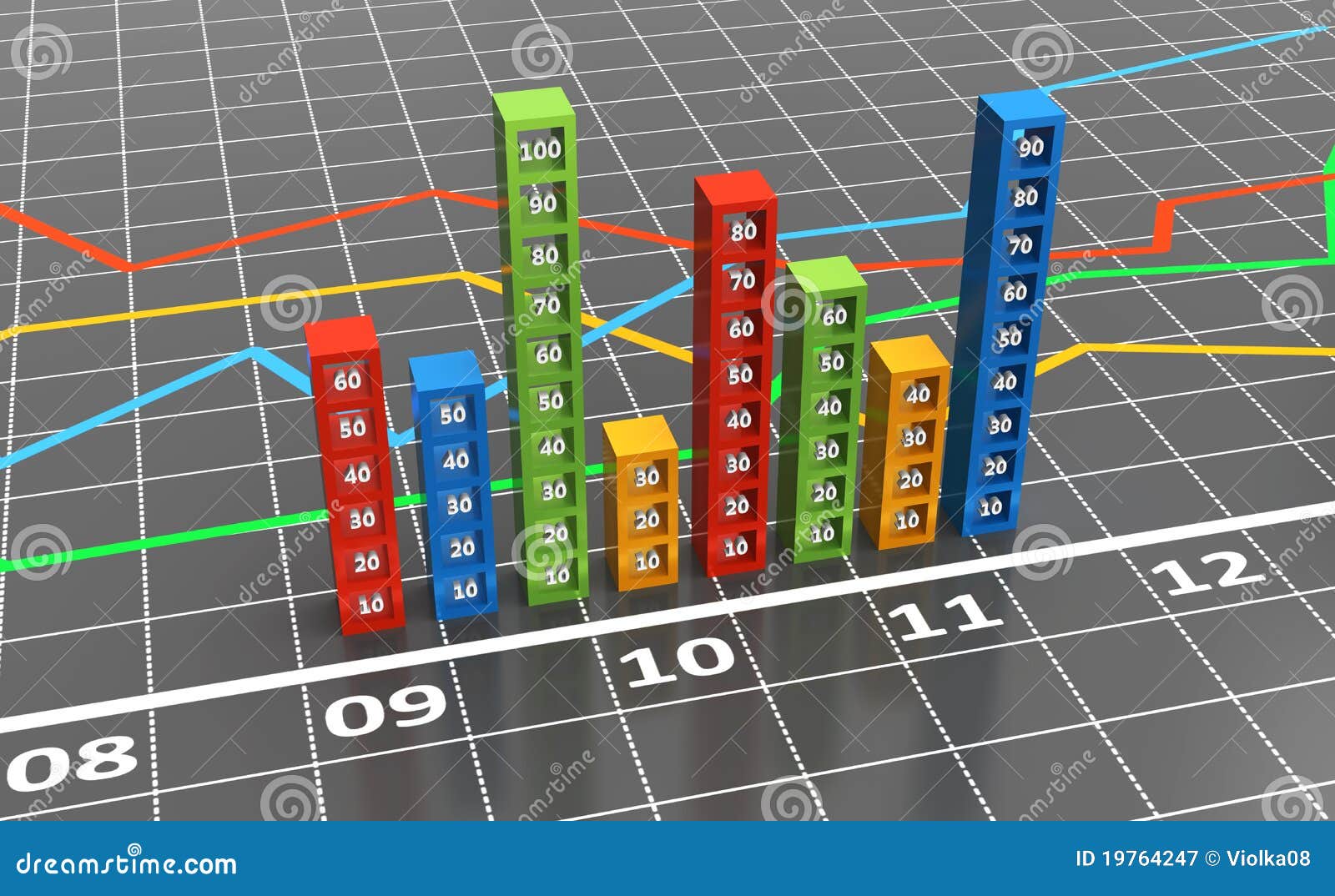 Financial Bar Charts and Graphs Stock Illustration - Illustration of ...