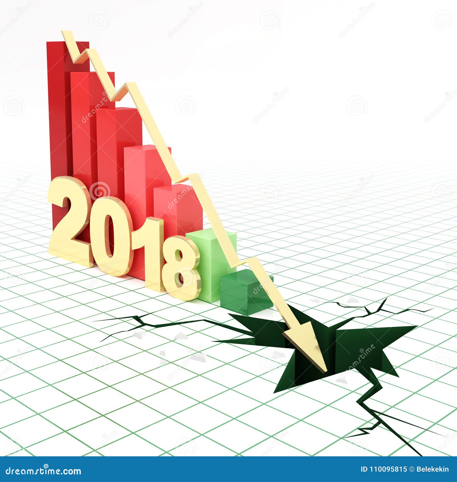 2018 Financial Bar Graph Going Down Stock Illustration - Illustration ...