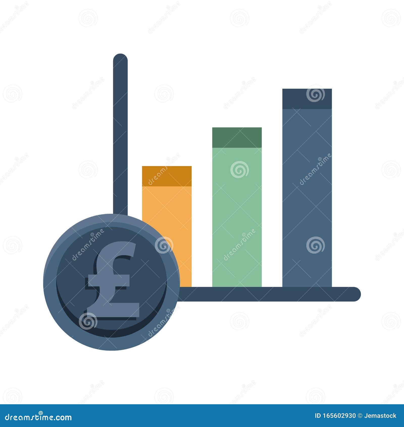 Financial Bars Statistics Graphic with Pound Sterling Stock Vector ...