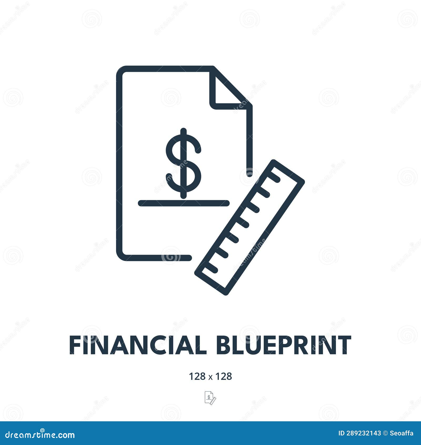 Financial Blueprint Icon. Finance, Plan, Project. Editable Stroke ...