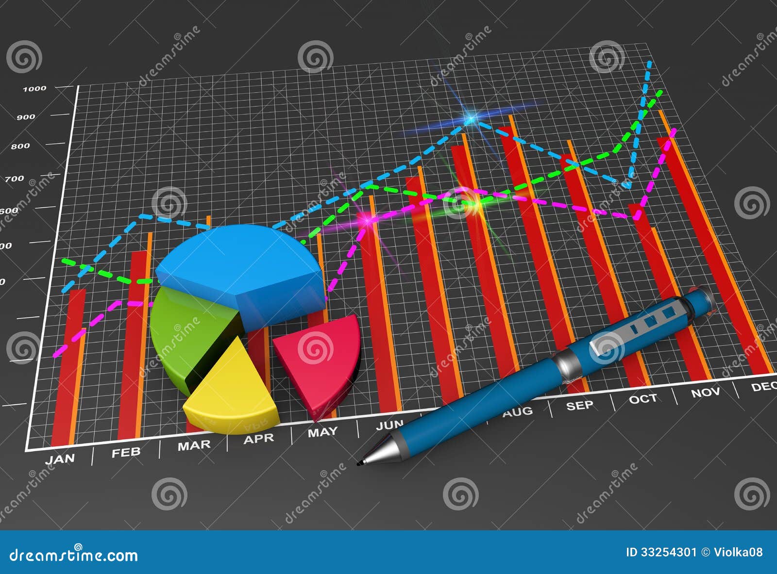 Financial Business Chart and Graphs Stock Illustration - Illustration ...