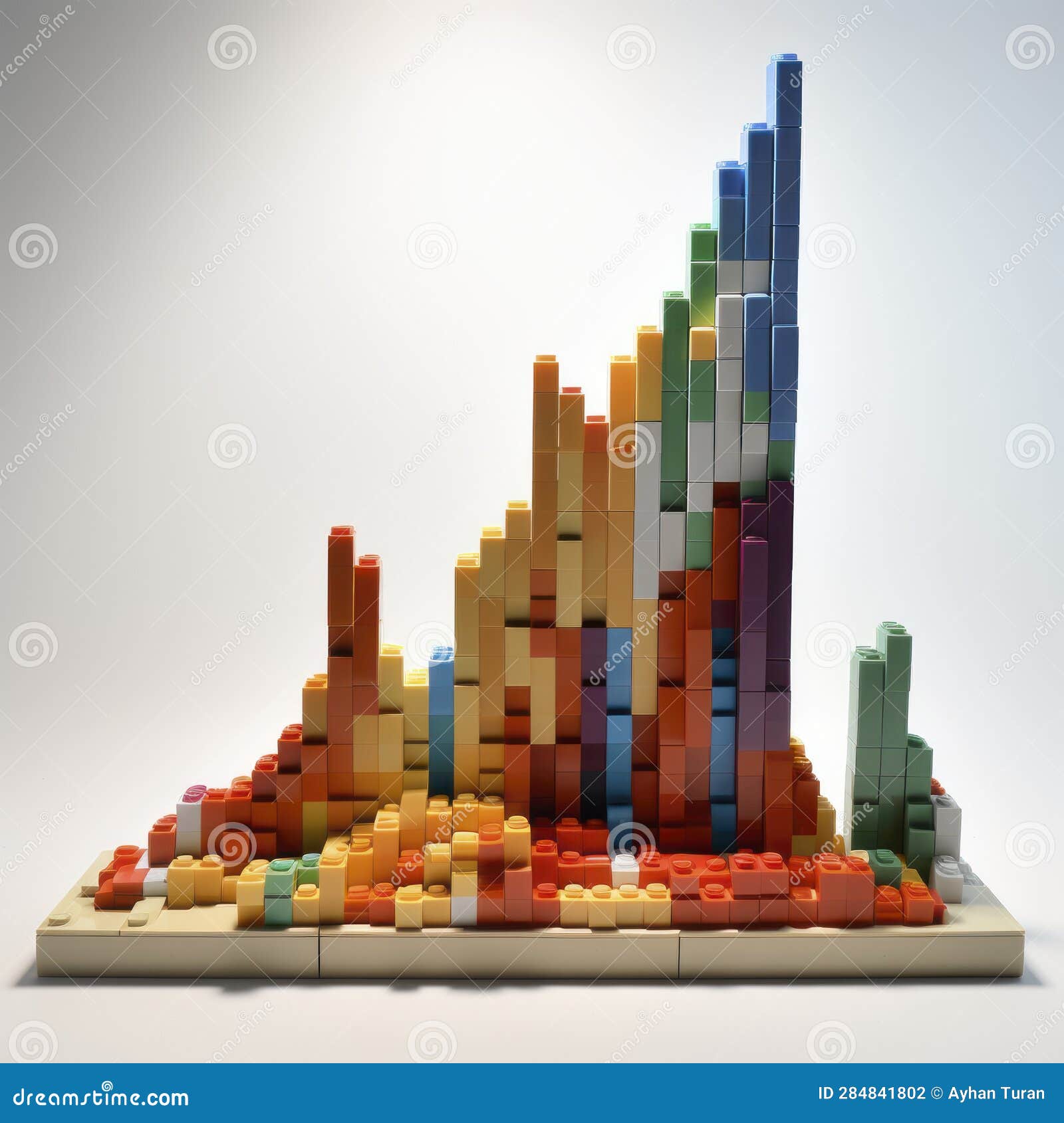 Financial Business Graph and Chart Concept , Toy Blocks Color Material ...