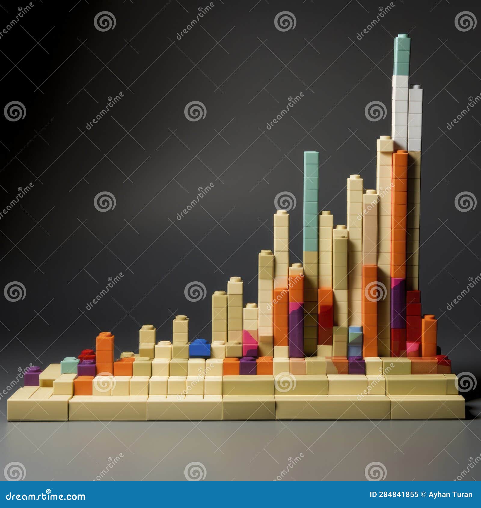 Financial Business Graph and Chart Concept , Toy Blocks Color Material ...
