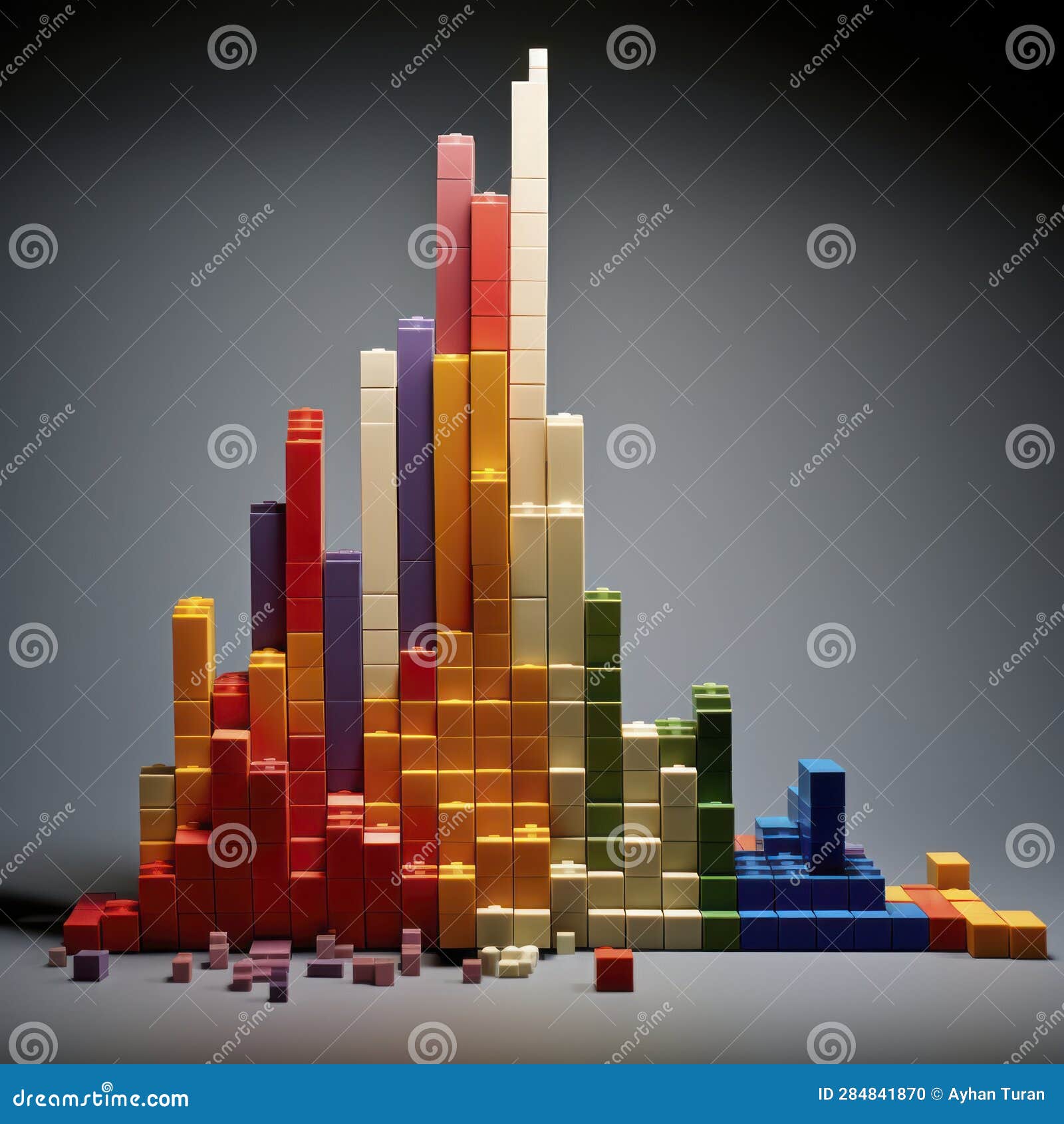 Financial Business Graph and Chart Concept , Toy Blocks Color Material ...