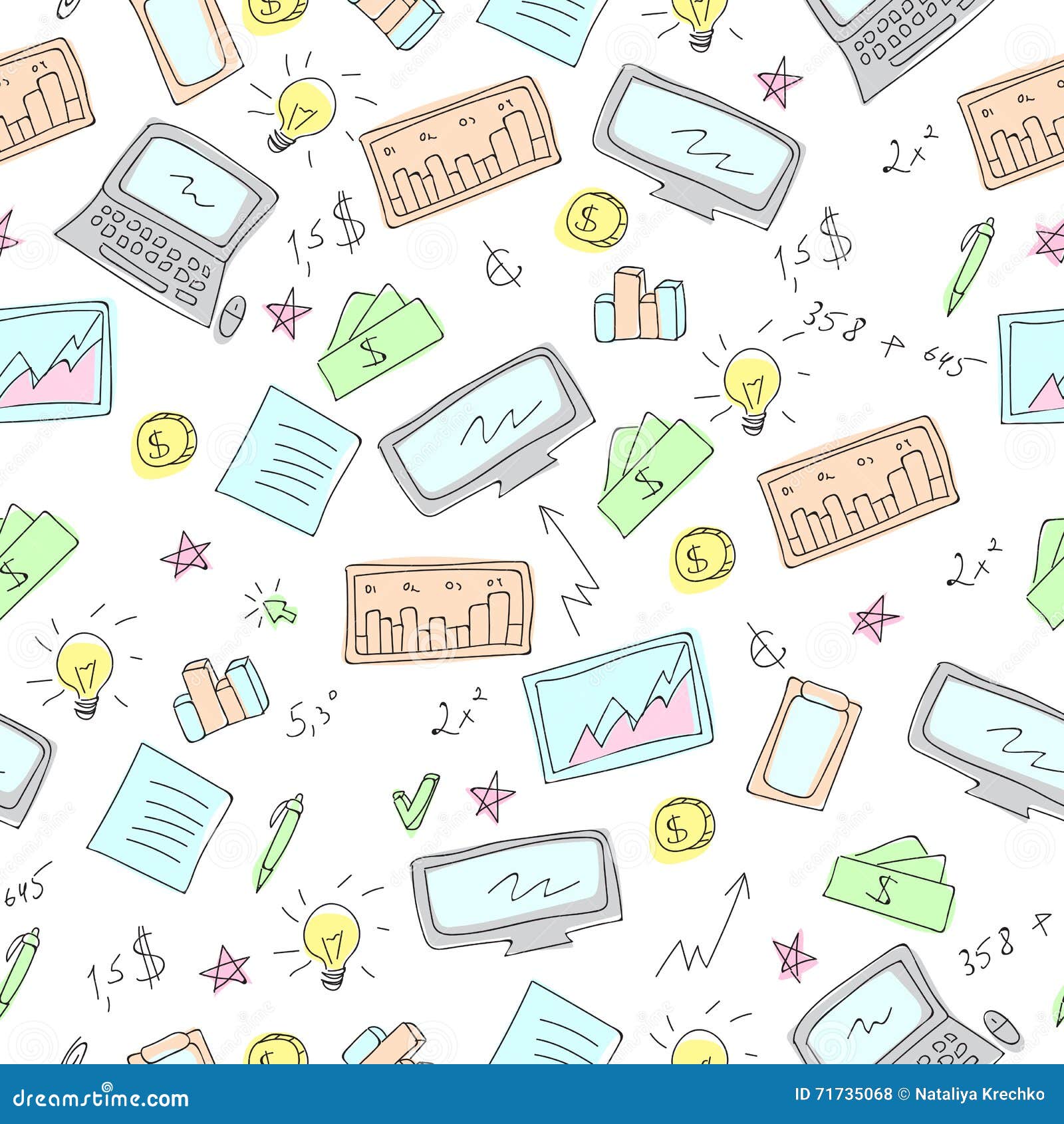 Financial and Business Symbols Stock Vector - Illustration of hand ...