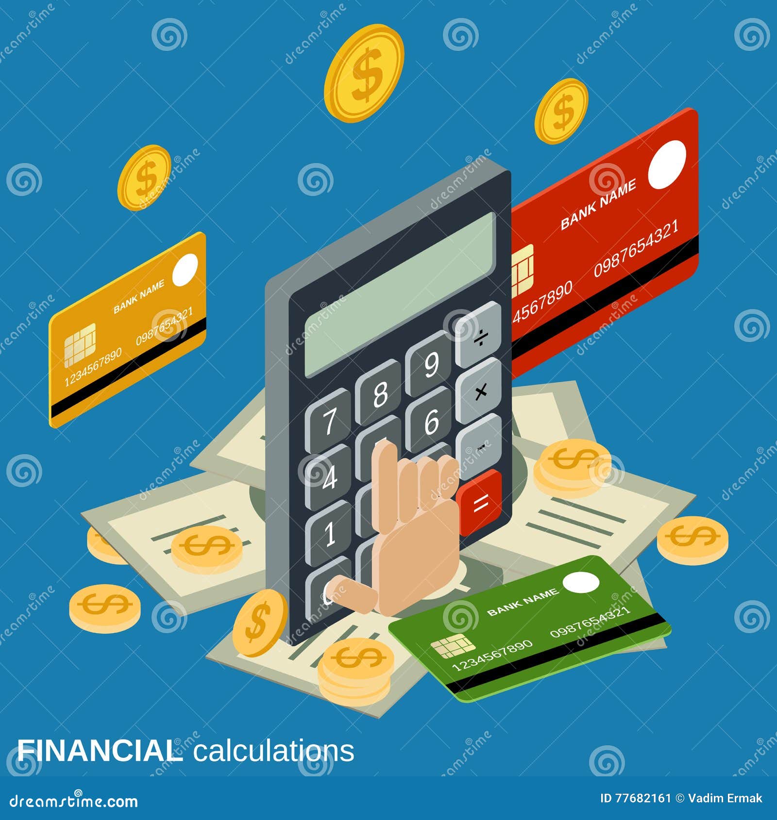 Financial Calculations Flat Isometric Vector Concept Stock Vector ...