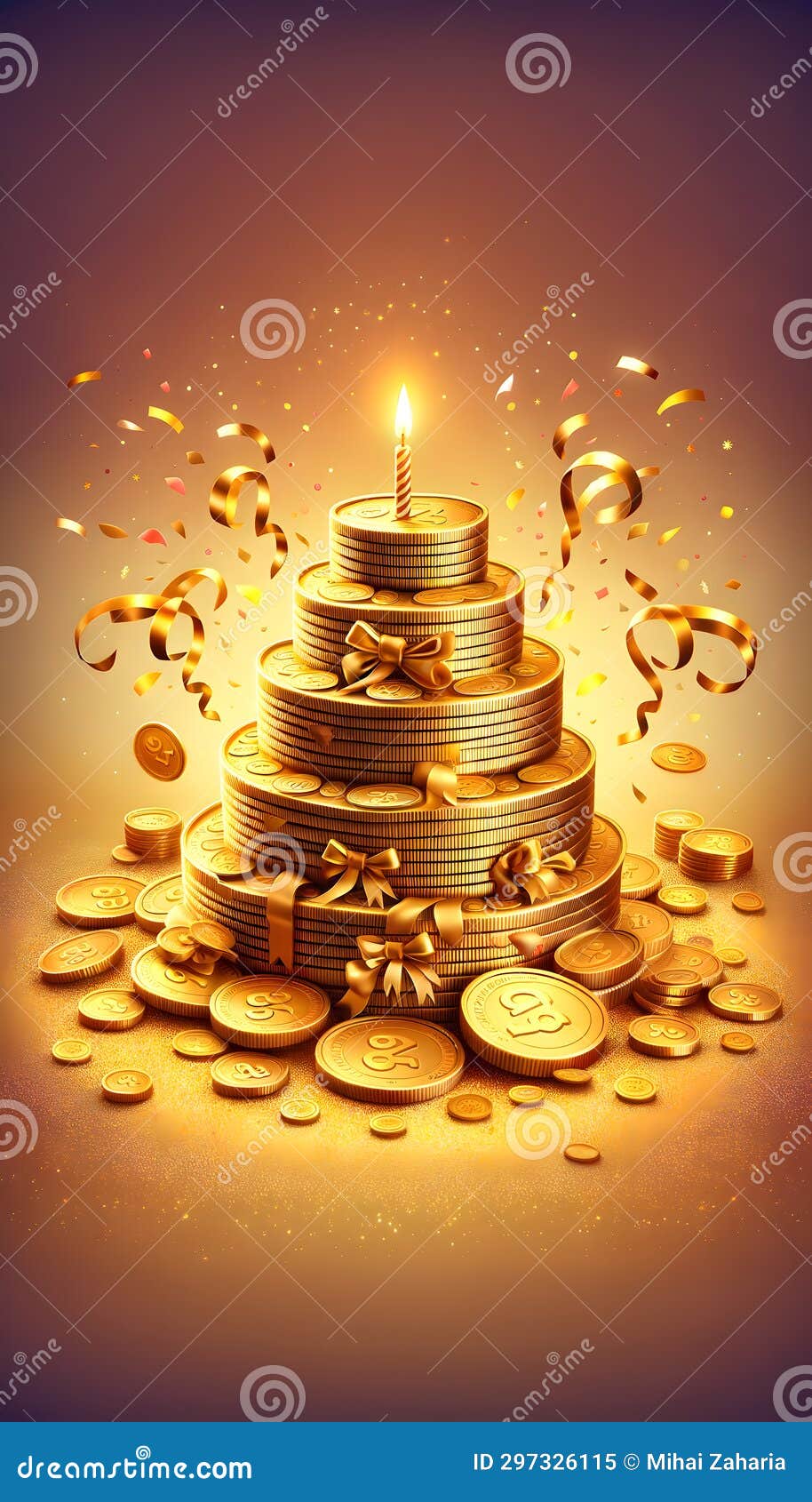 Financial Celebration Cake with Coins. Generative AI Stock Illustration ...