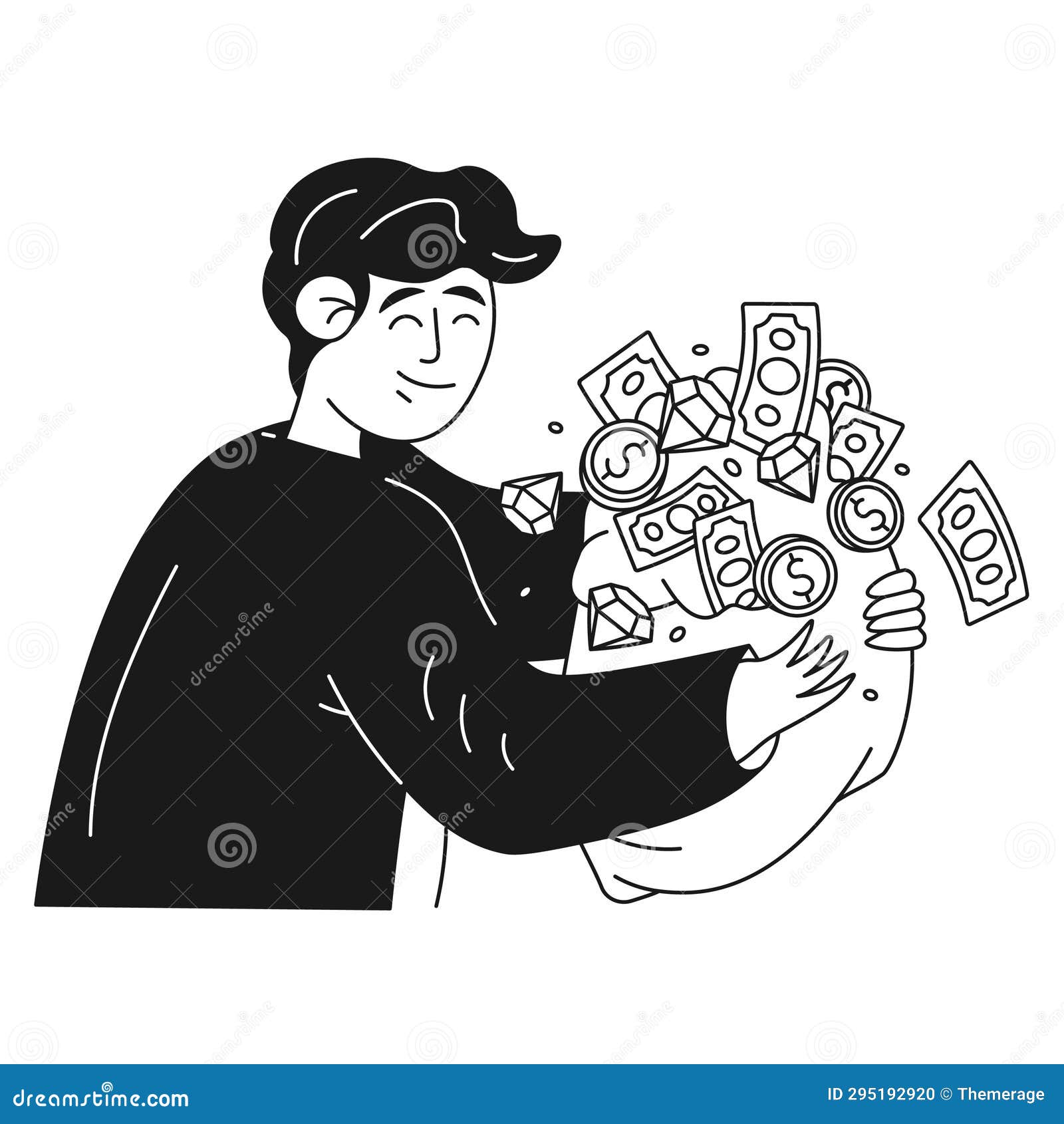 Financial Character Guy with a Bag of Money Stock Illustration ...