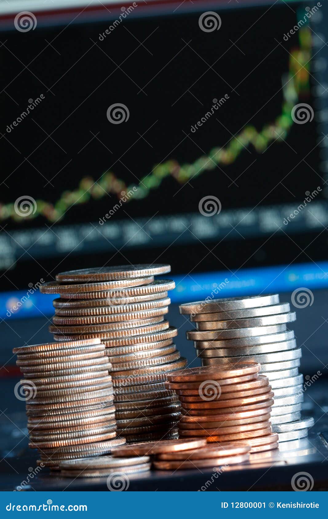 Financial chart and coins stock image. Image of market - 12800001
