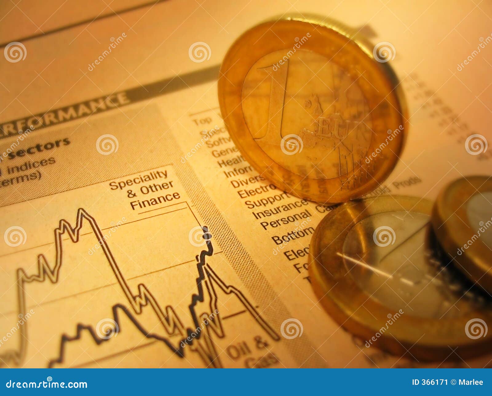 Financial chart and coins stock image. Image of company - 366171