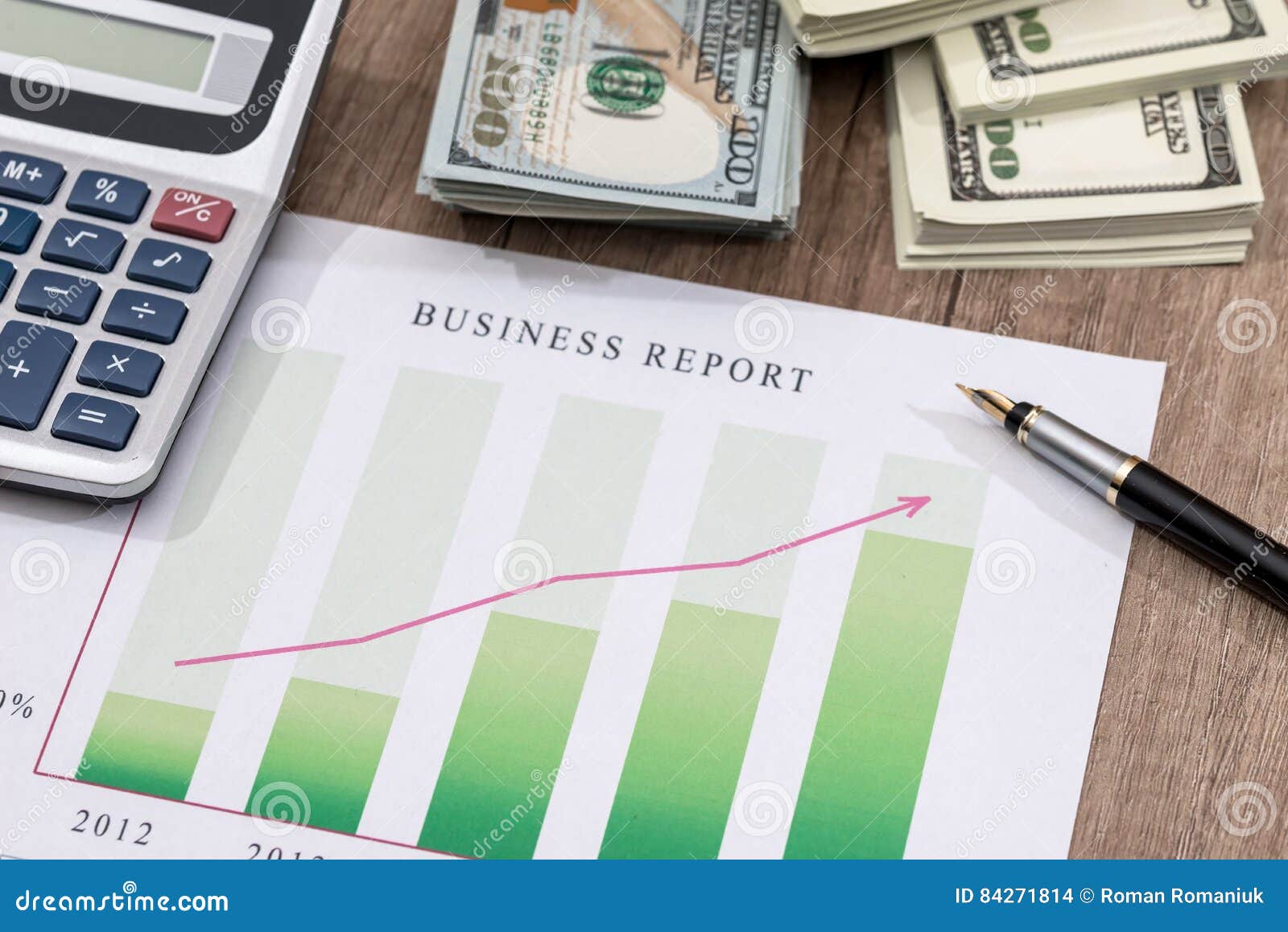 Financial Chart, Dollar, Calculator and Pen Stock Photo - Image of ...