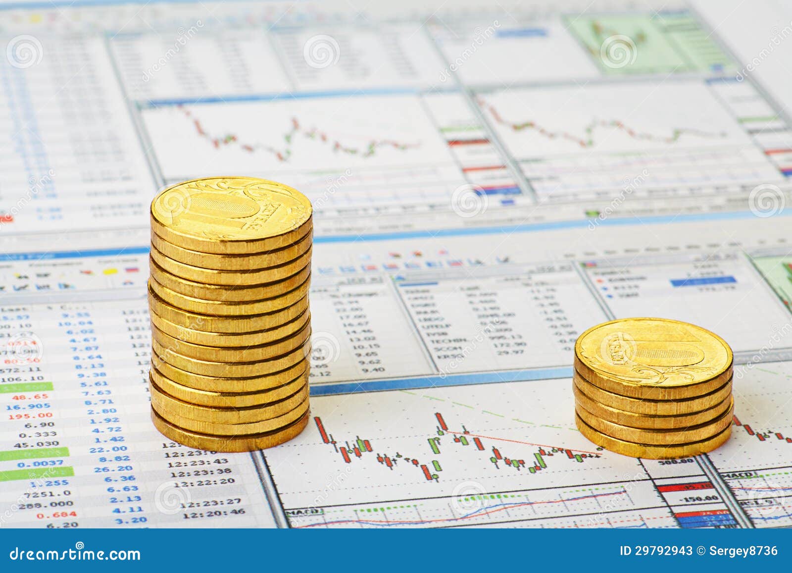 Financial Chart and Golden Coins. Stop-loss Stock Image - Image of loss ...