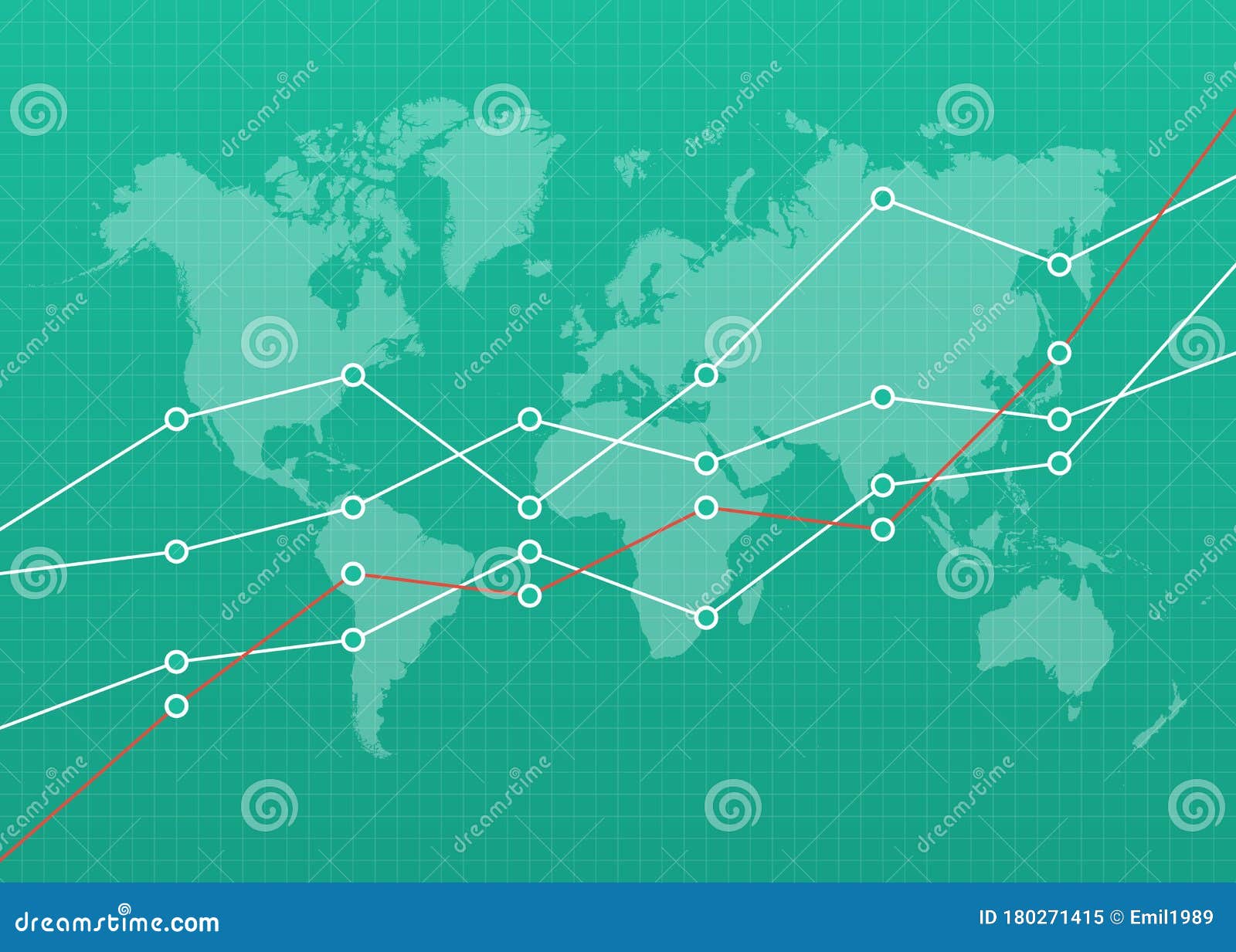 Financial Chart Graph Background with World Map Stock Illustration ...