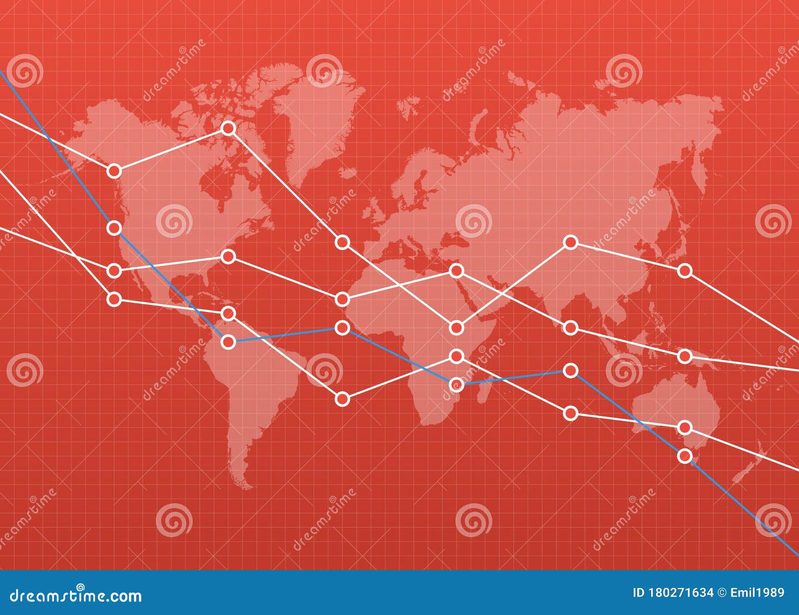 Financial Chart Graph Background with World Map Stock Illustration ...