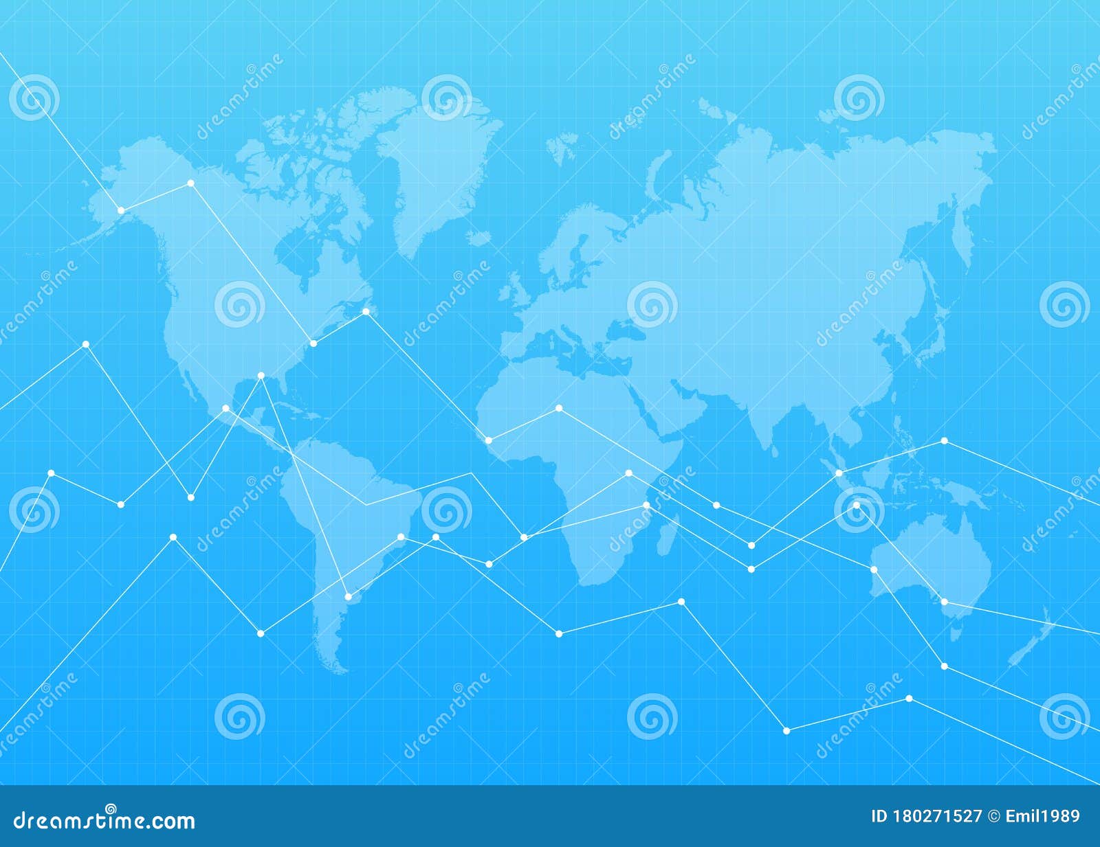Financial Chart Graph Background with World Map Stock Illustration ...