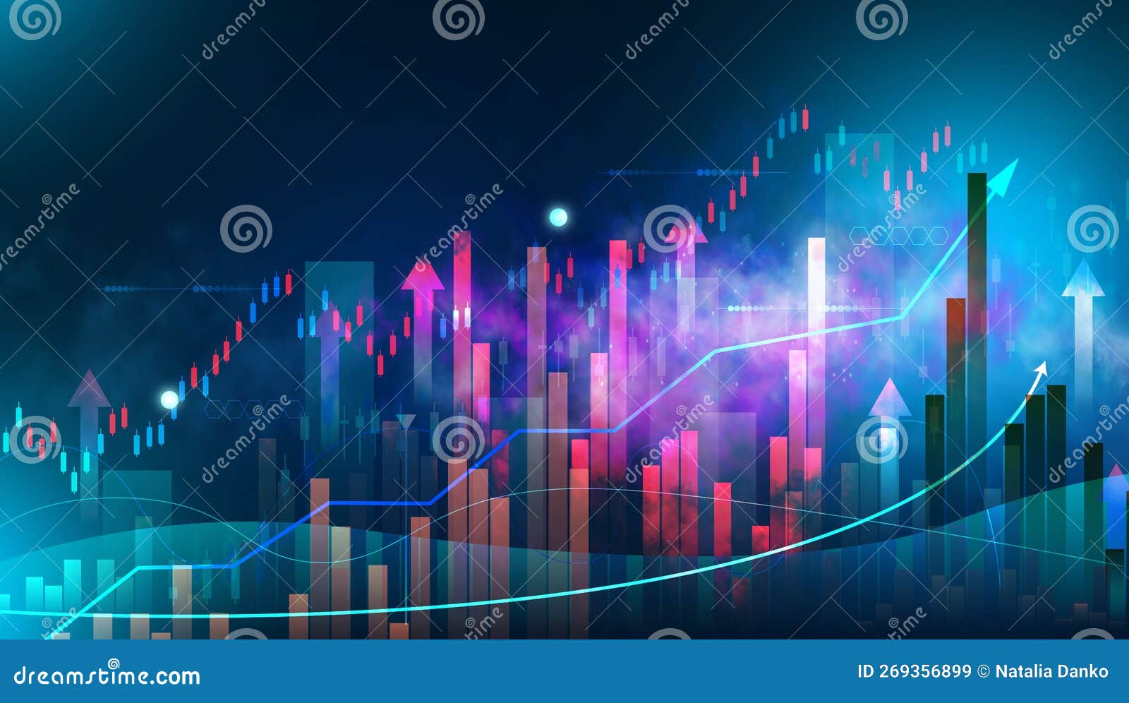 Financial Chart with Growing Indicators, Growth Dynamics in Business ...